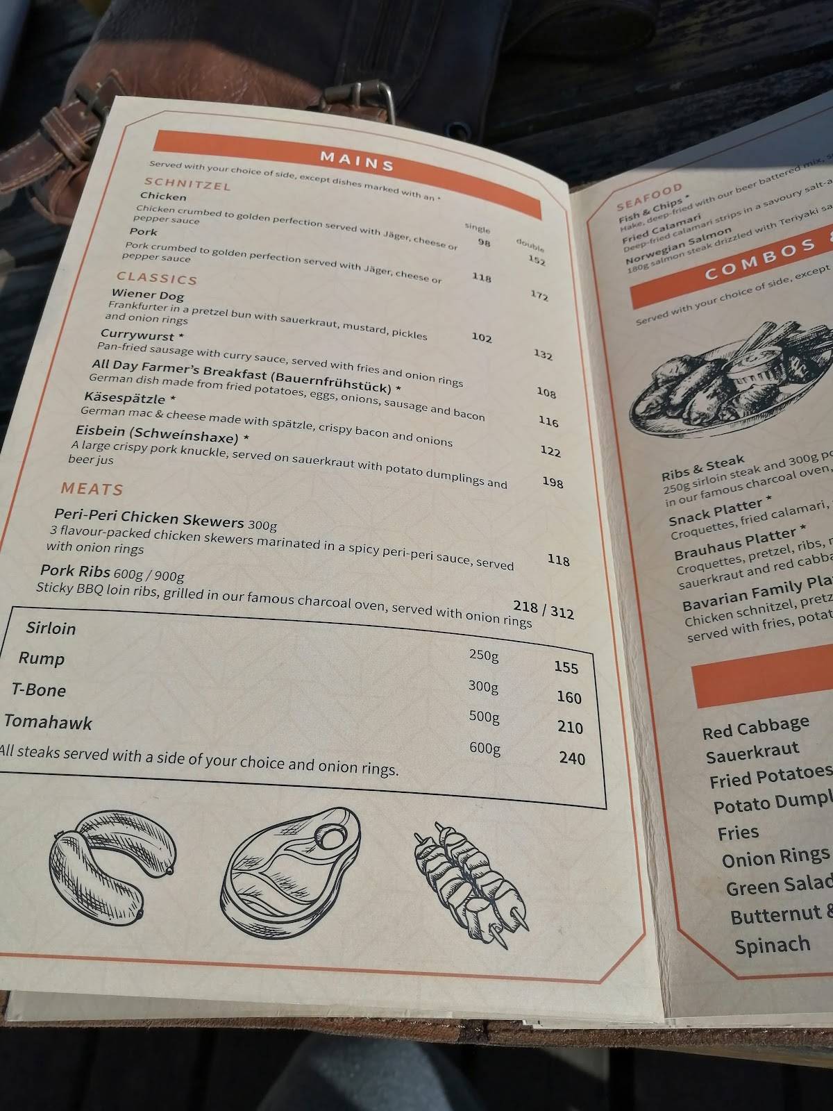 Menu at Kapstadt Brauhaus Langebaan restaurant, Langebaan