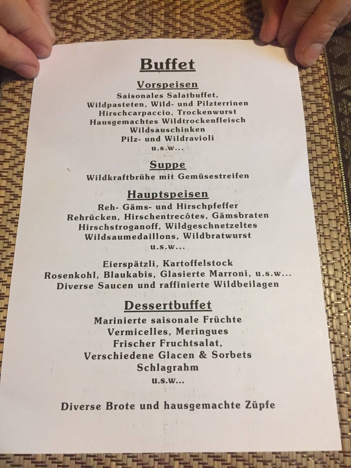 Speisekarte von Restaurant zum Jäger, Langnau im Emmental