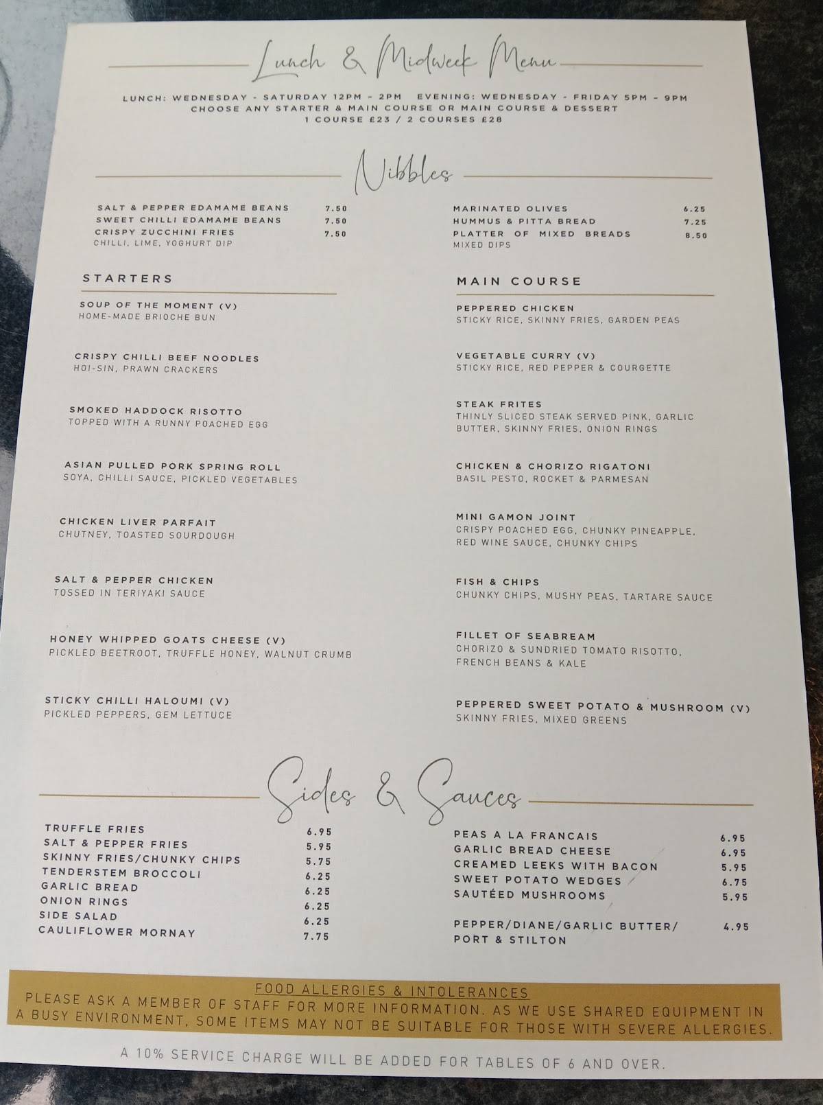 Menu at Lang's Restaurant, Preston