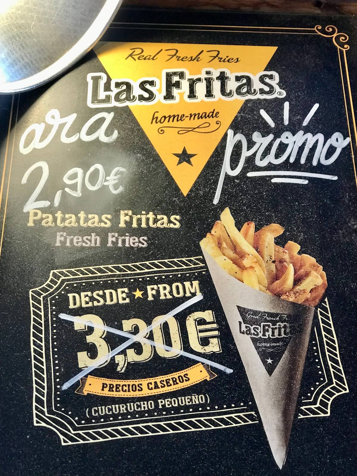 Carta de comida rápida Las Fritas, Barcelona, C. de l'Argenteria