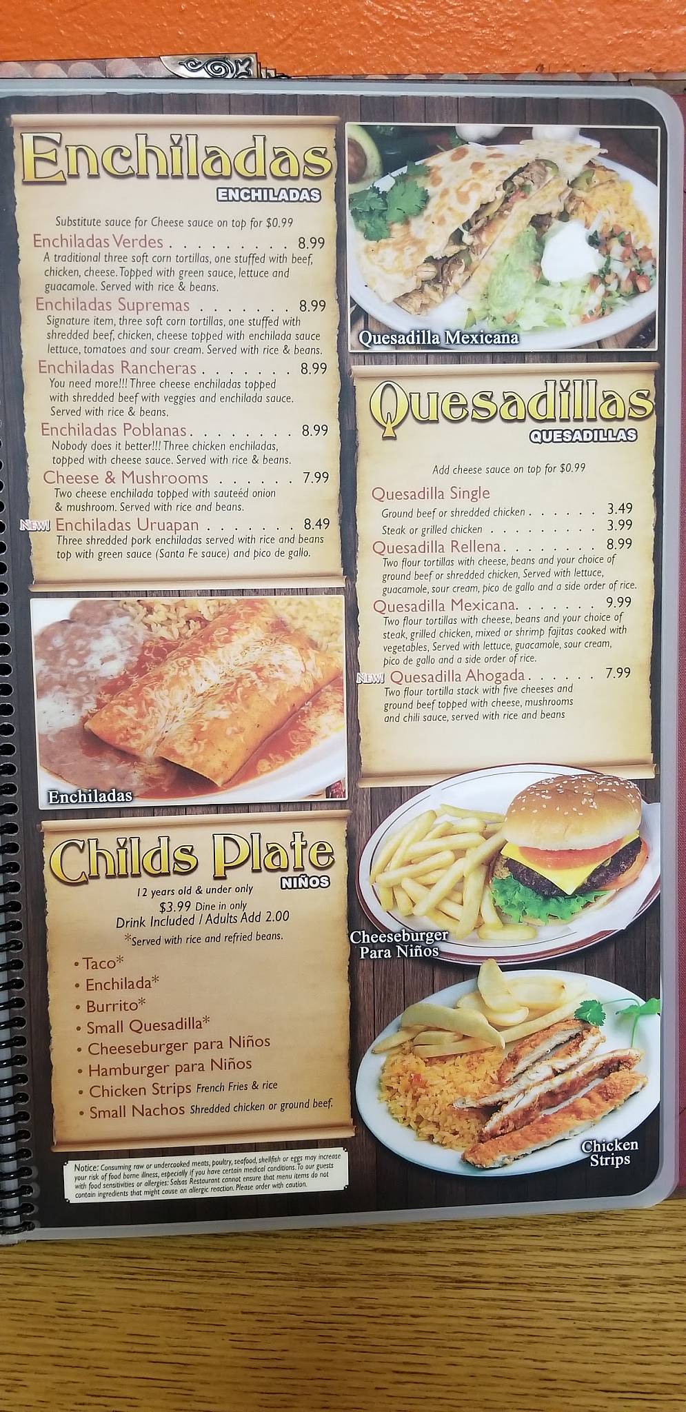 Menu at Las Fuentes Mexican Restaurant, Wagoner