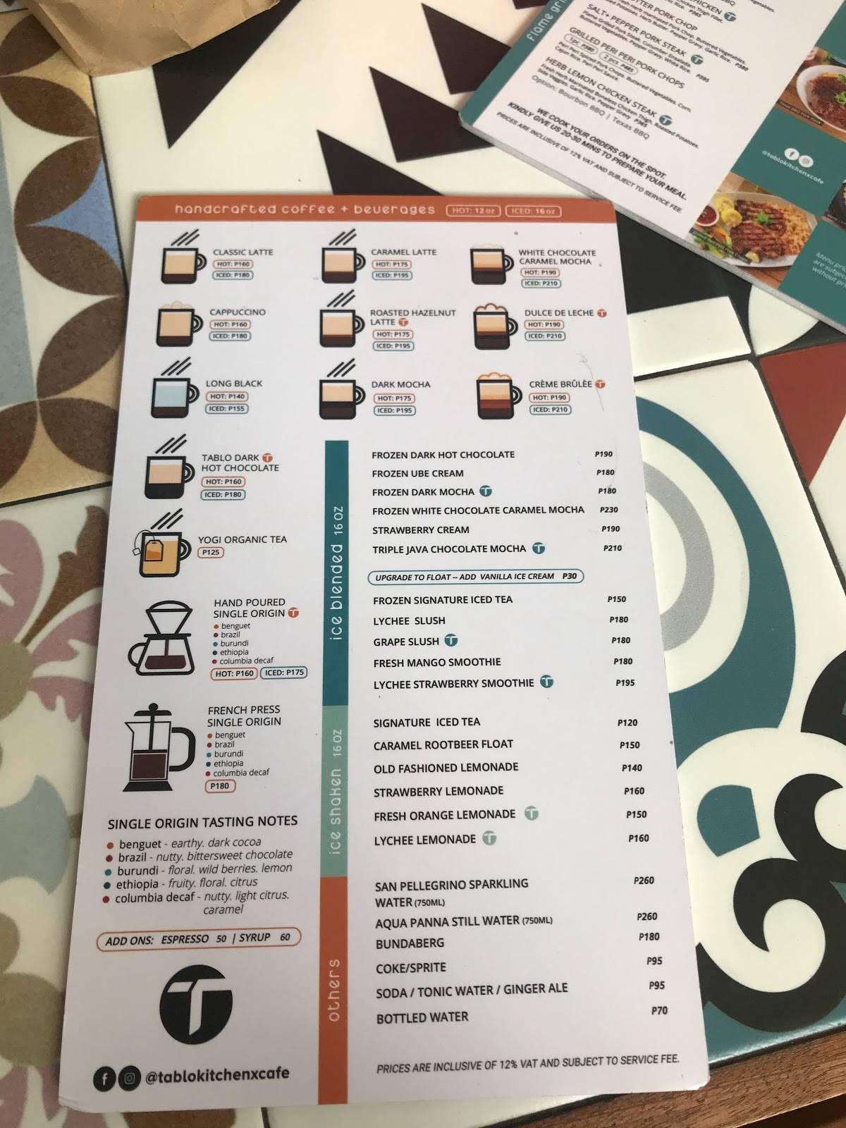 Menu at Tablo Kitchen x Cafe South Las Piñas, Las Pinas