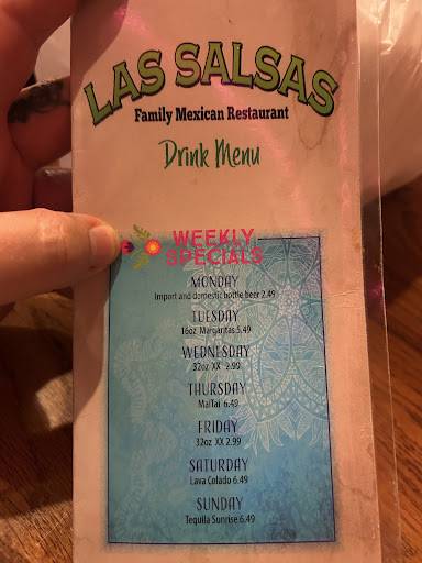 Menu at Las Salsas restaurant, Morganton
