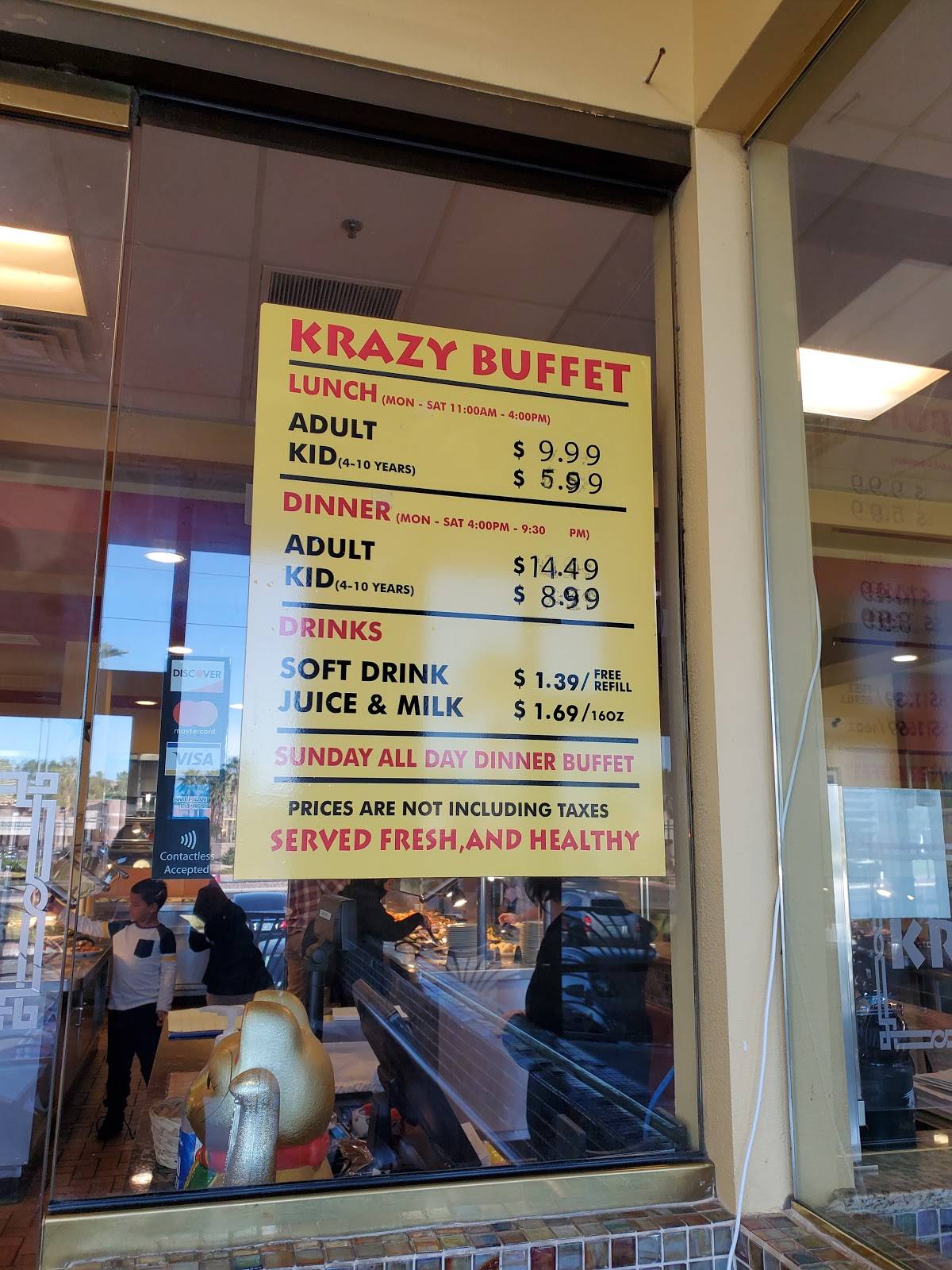 Menu at Krazy Buffet restaurant, Las Vegas, W Sahara Ave