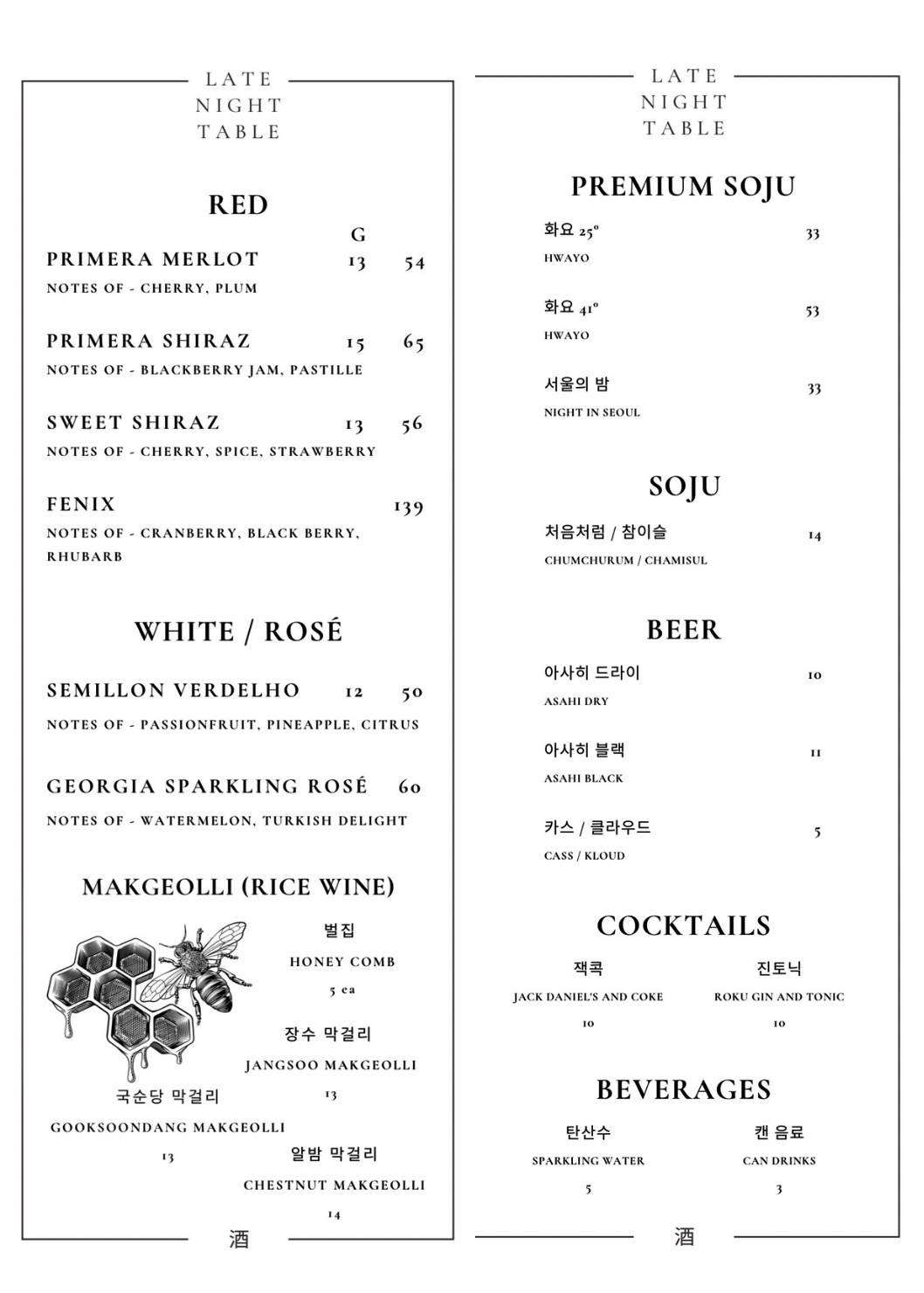 Menu at Late Night Table North Strathfield restaurant, North Strathfield