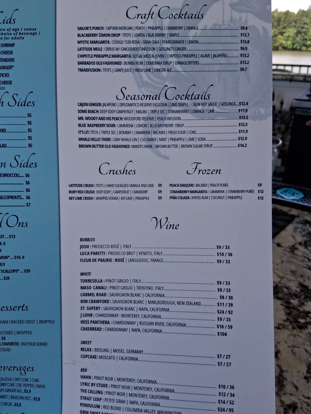 Menu at Latitude Seafood Co. Chesterfield restaurant, Woodlake
