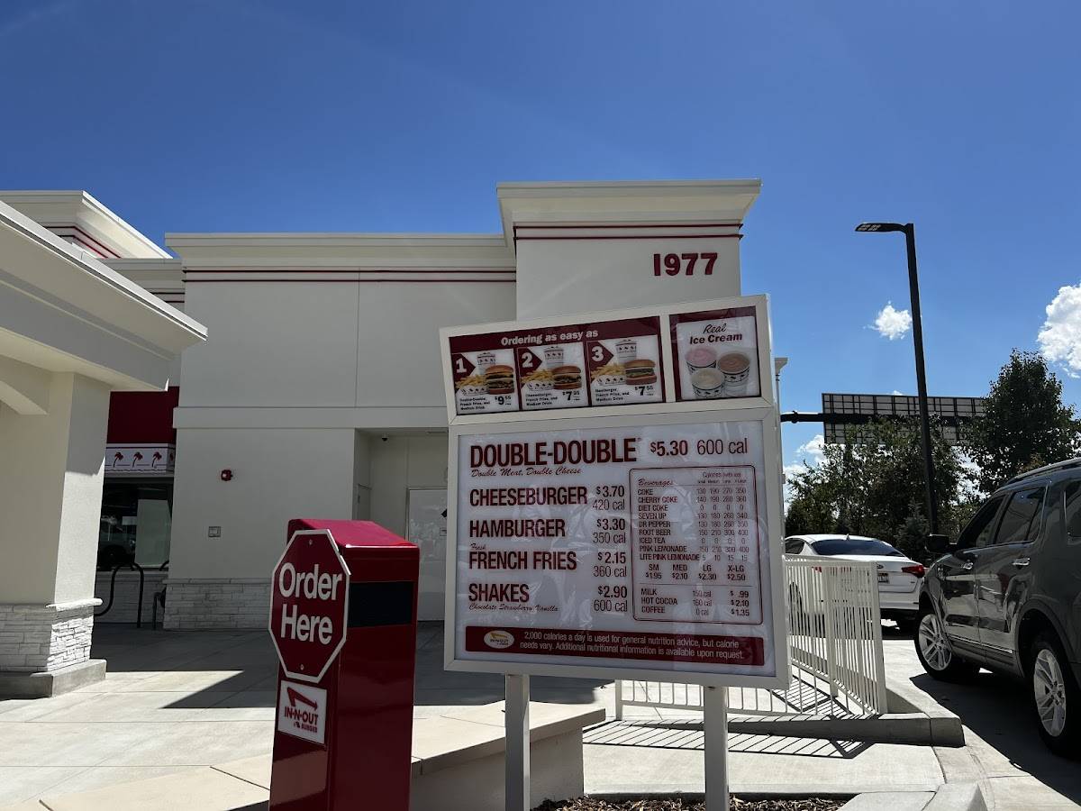Menu at In-N-Out Burger fast food, Layton