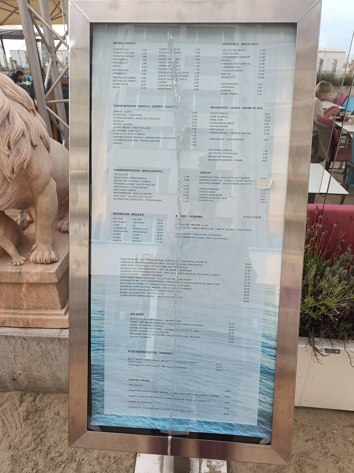 Menu au Le Beaulieu, La Panne