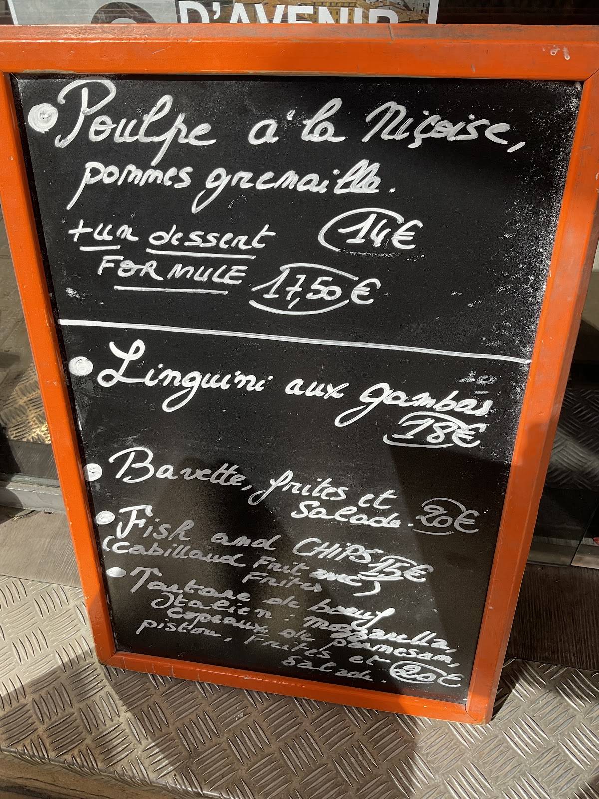 Menu au Restaurant - Le Boulevard, Grasse