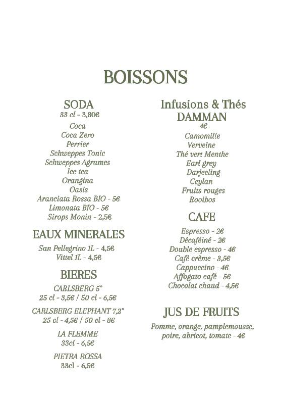 Menu au Le Chalet des Dunes restaurant, Carolles