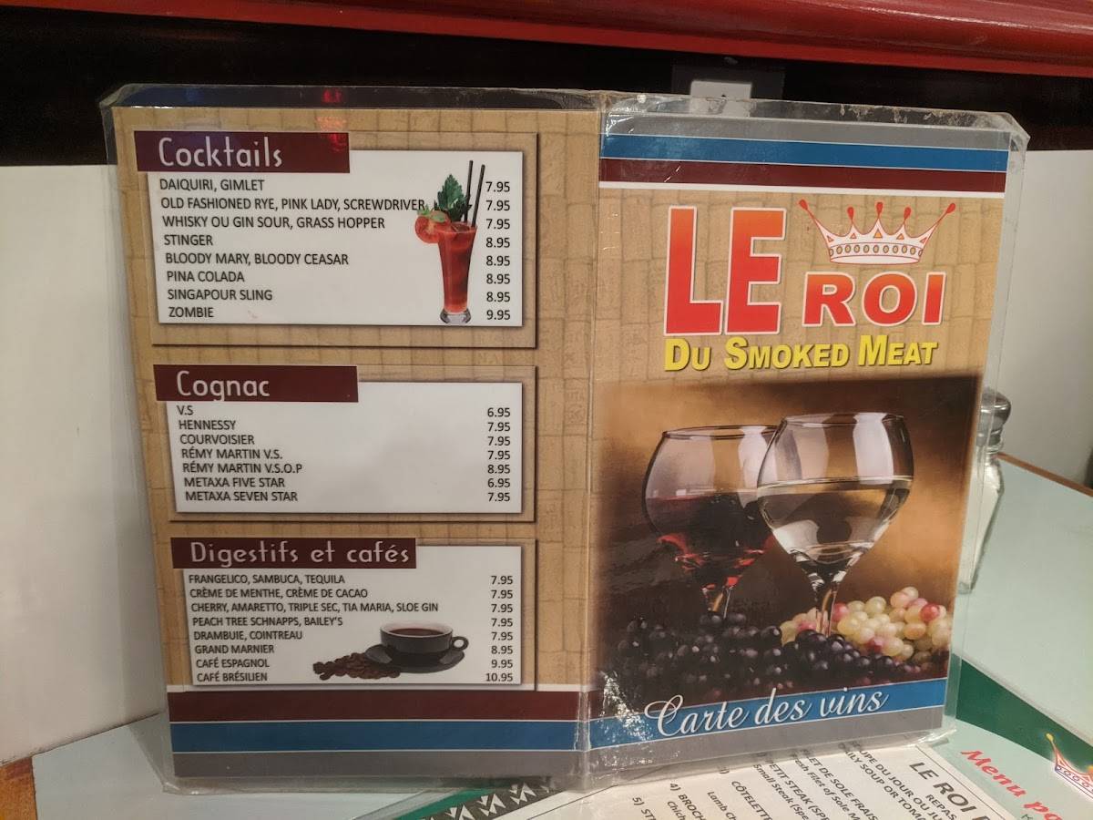 Menu au Le Roi du Smoked Meat restaurant, Montréal