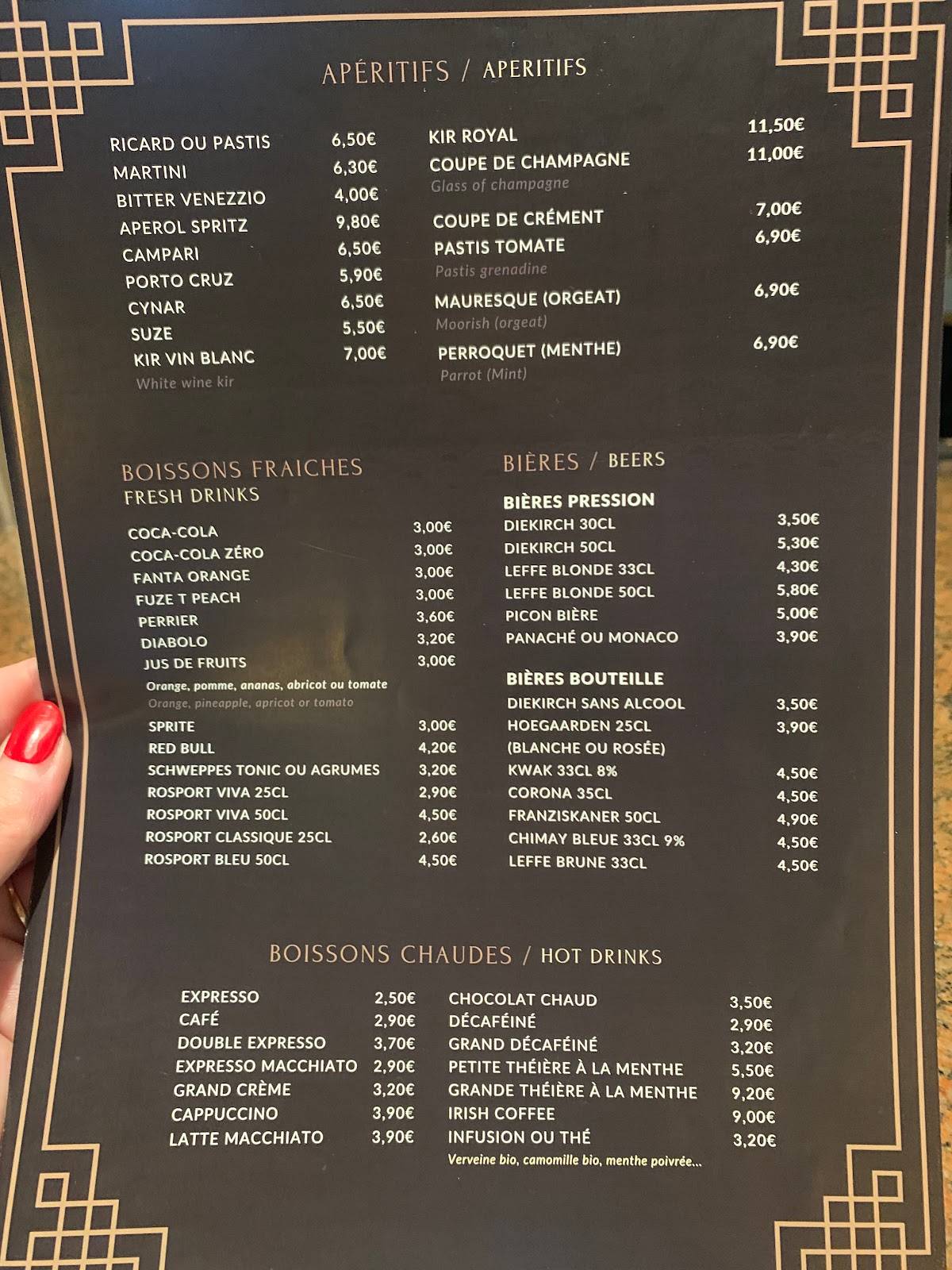 Menu at Le Royaume restaurant, Luxembourg City