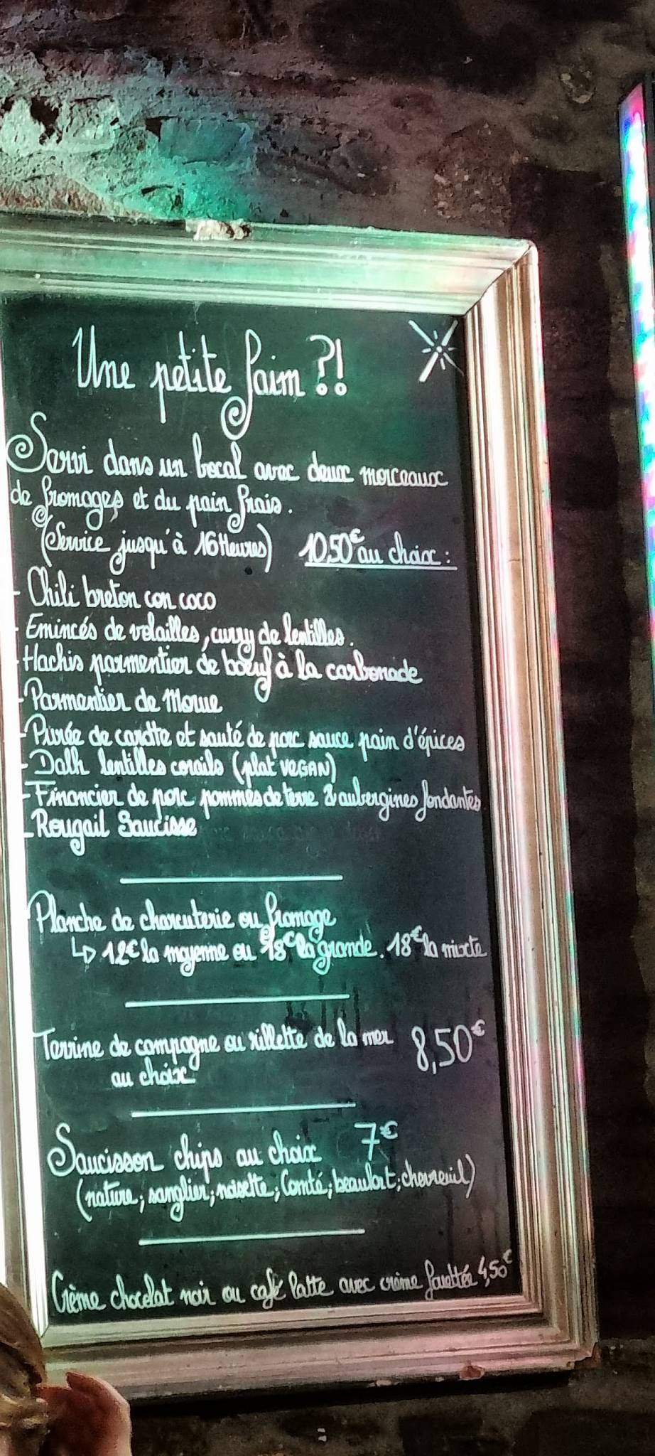 Menu au Le Stuart pub et bar, Dol-de-Bretagne