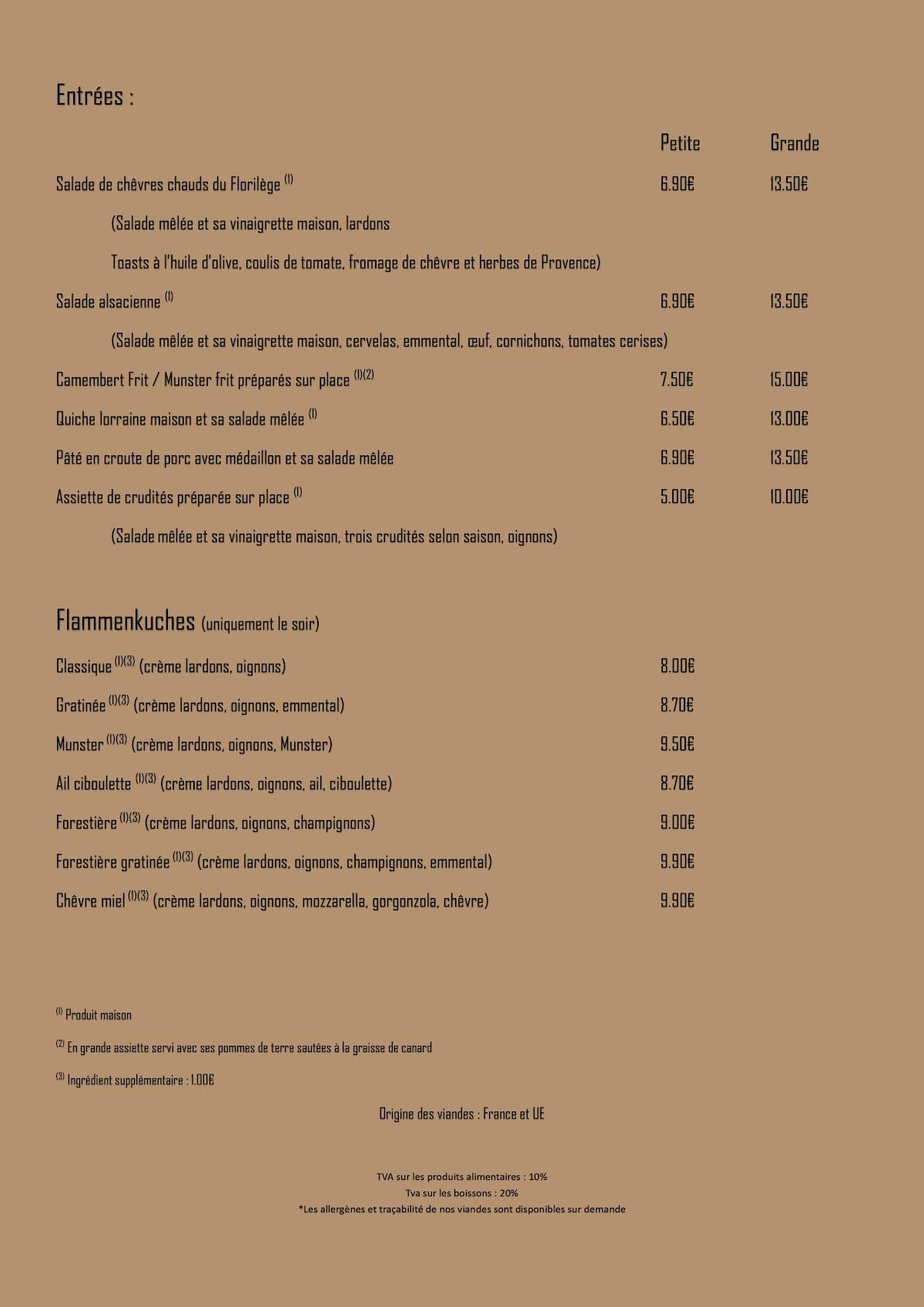 Menu au Le Florilège restaurant, Gries