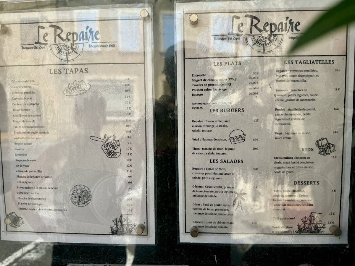 Menu au Le repaire leucate restaurant, Leucate