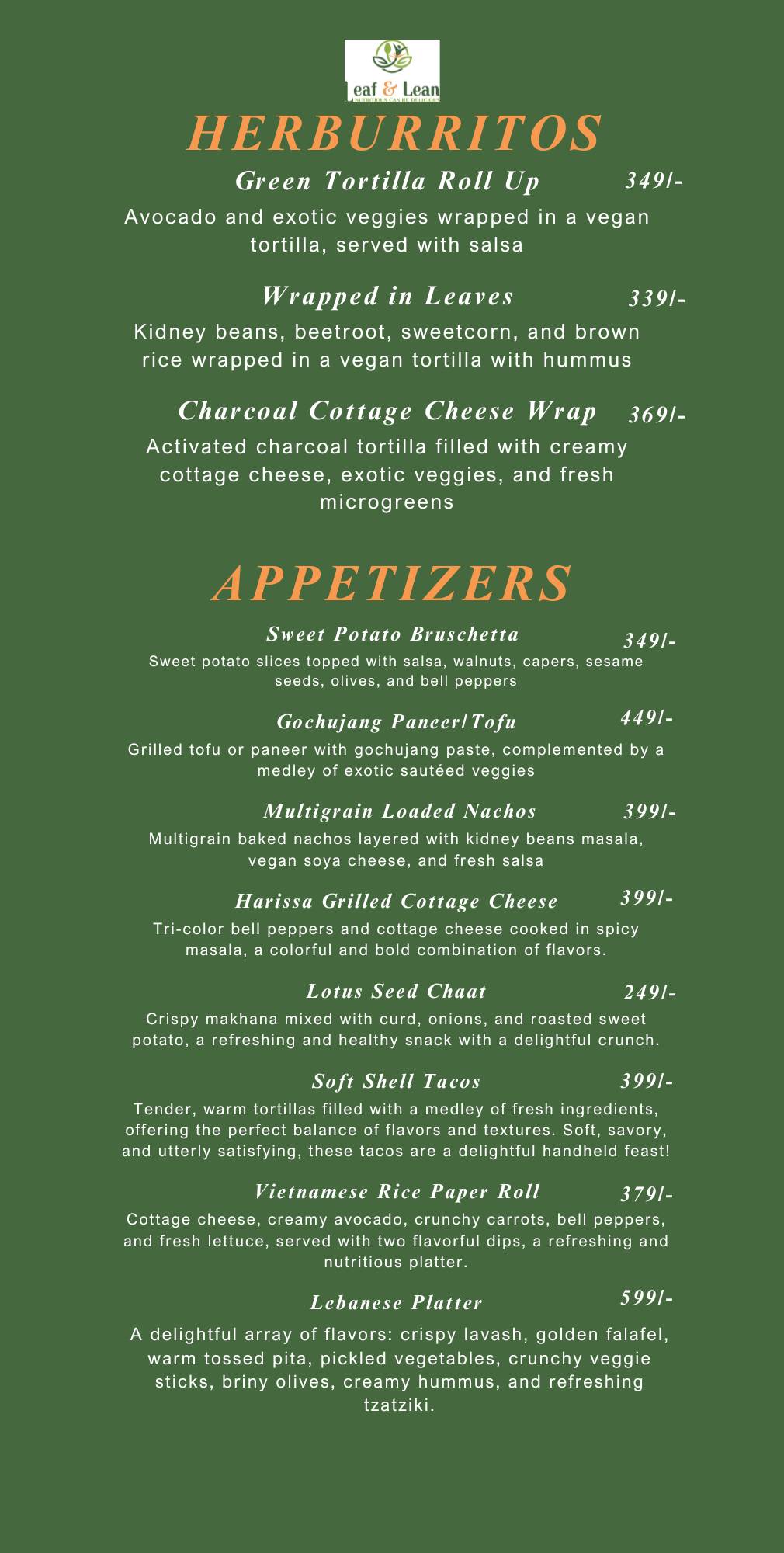 Menu at Leaf & Lean - Health Food & Nutrition Resturant, Surat