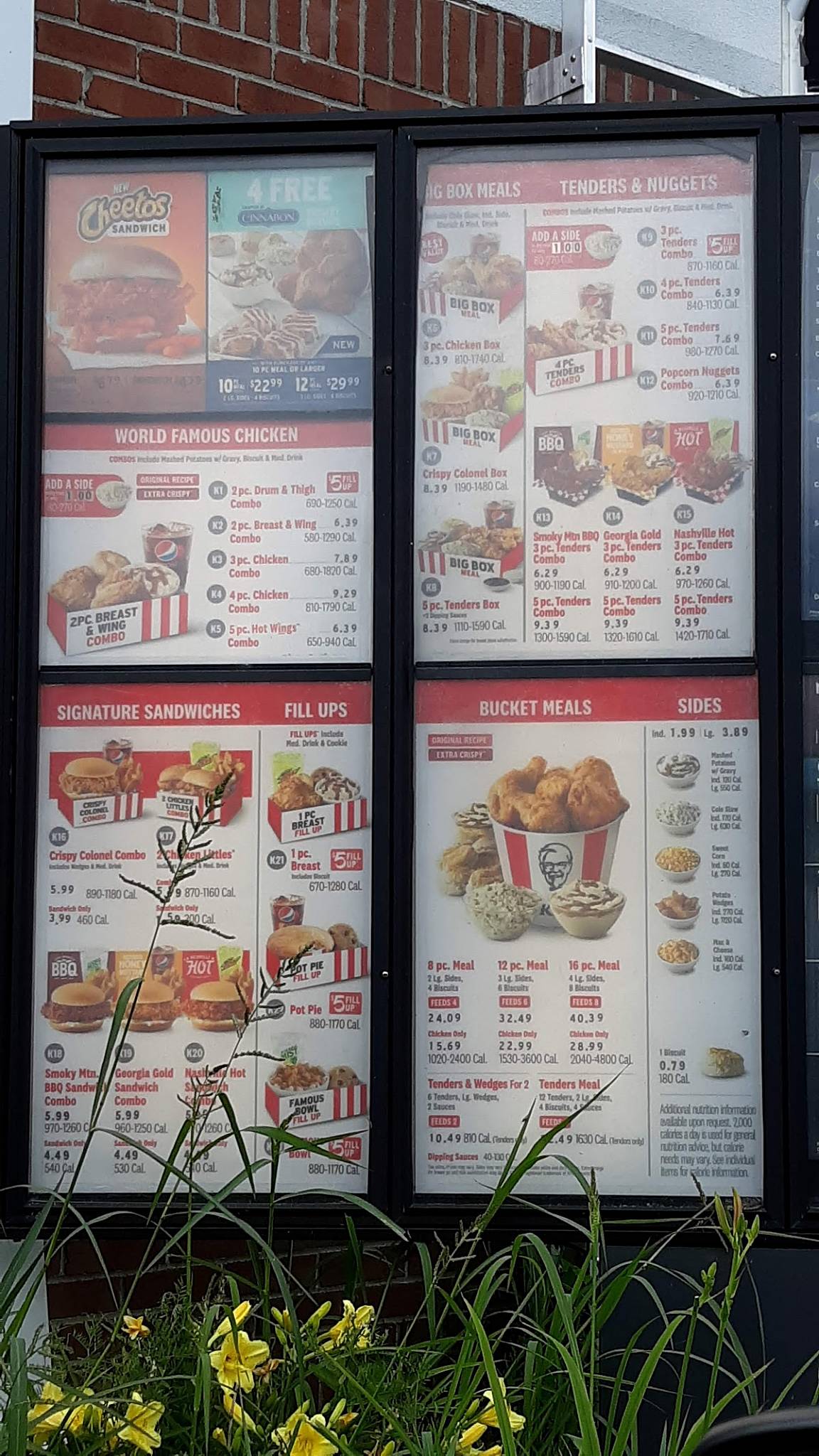 Menu at KFC fast food, Lebanon, 197 S Main St