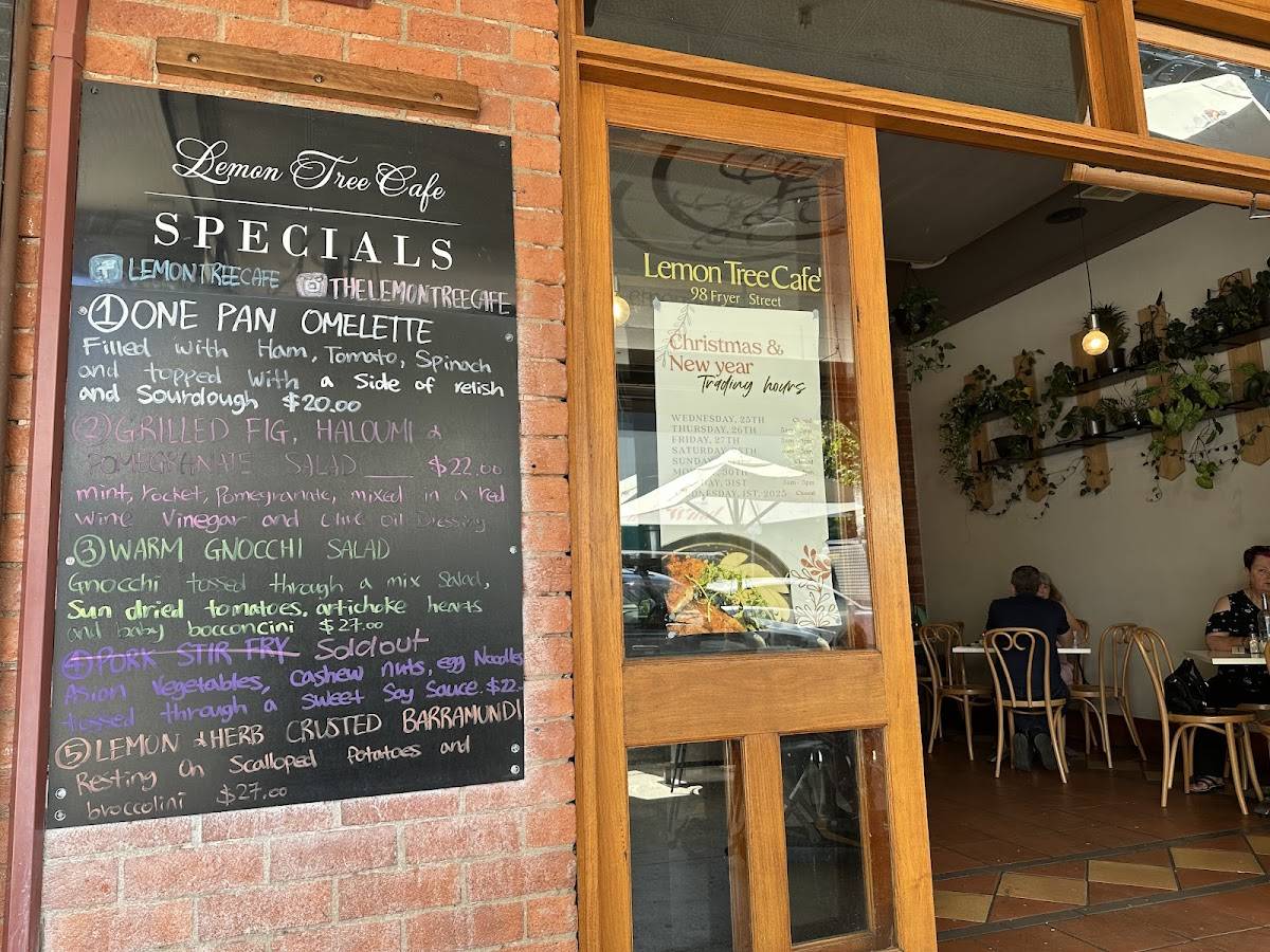 Menu at Lemon Tree Cafe, Shepparton