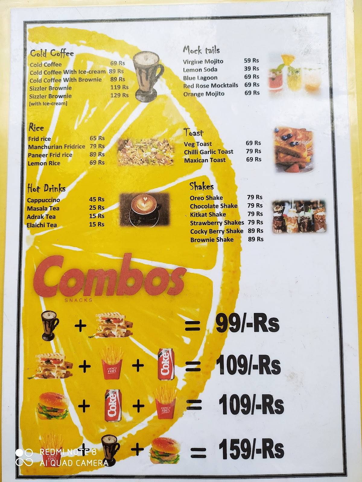 Menu at Lemon tree cafe mhow, Mhow