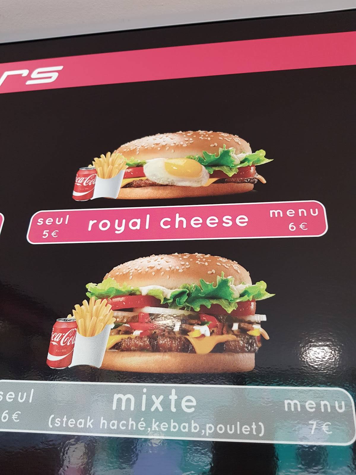 Menu au Bee Bop Kebab restaurant, Les Herbiers
