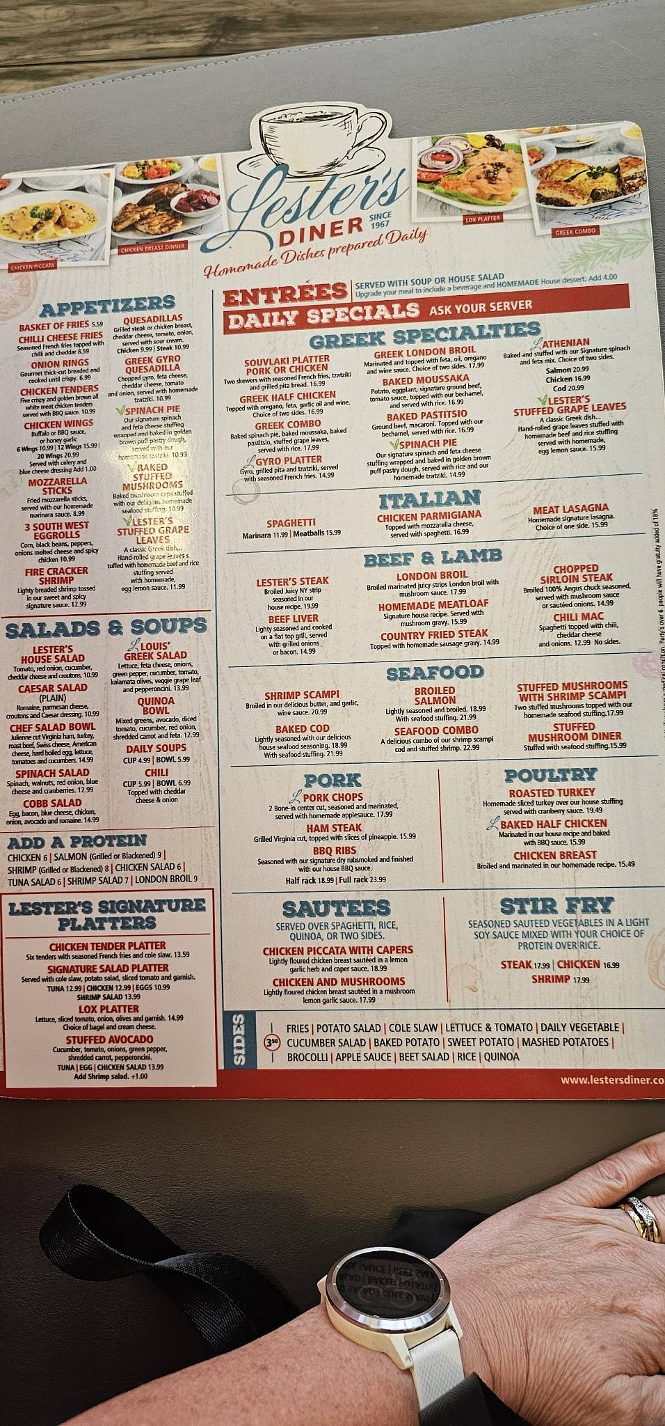 Menu at Lester's Diner restaurant, Margate, Coconut Creek Pkwy