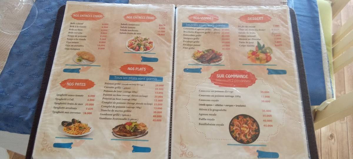 Menu au L'étoile rouge restaurant spectacle & lounge, Djerba Midun
