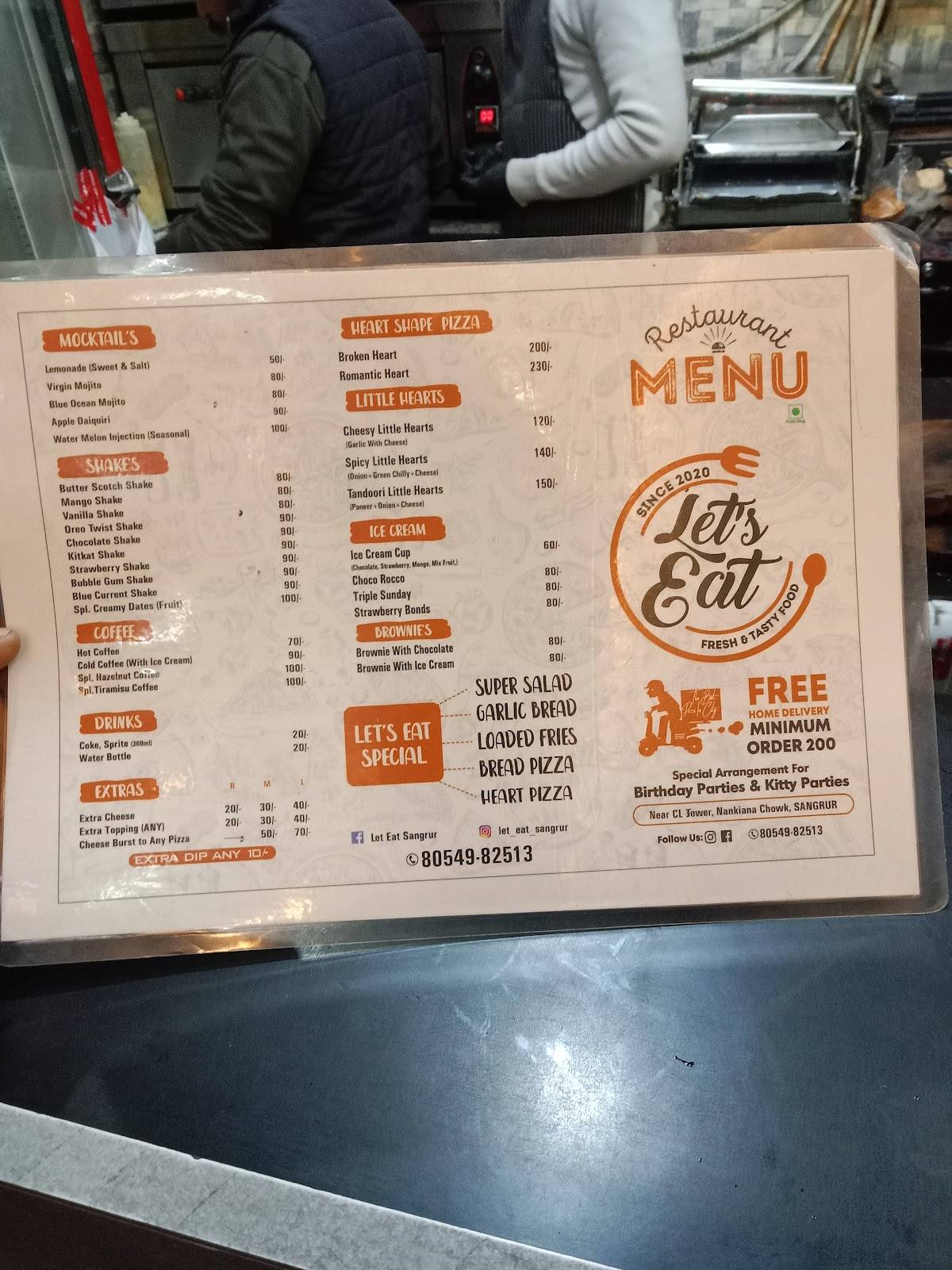 Menu at Lets Eat, Sangrur