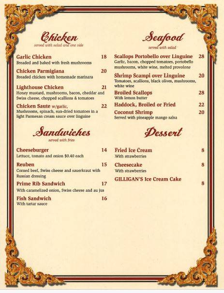 Menu at Lewis' Restaurant, Sherburne