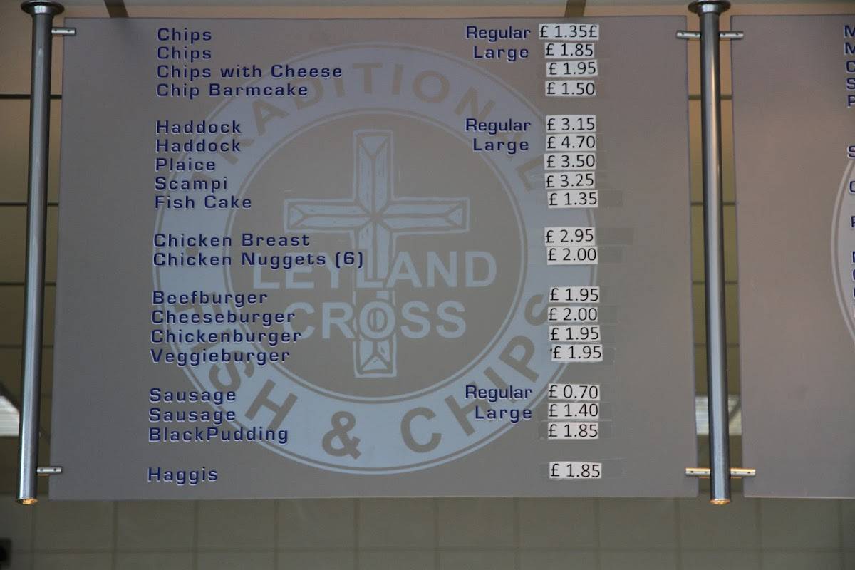 Menu at Leyland Cross Fish & Chips fast food, Leyland