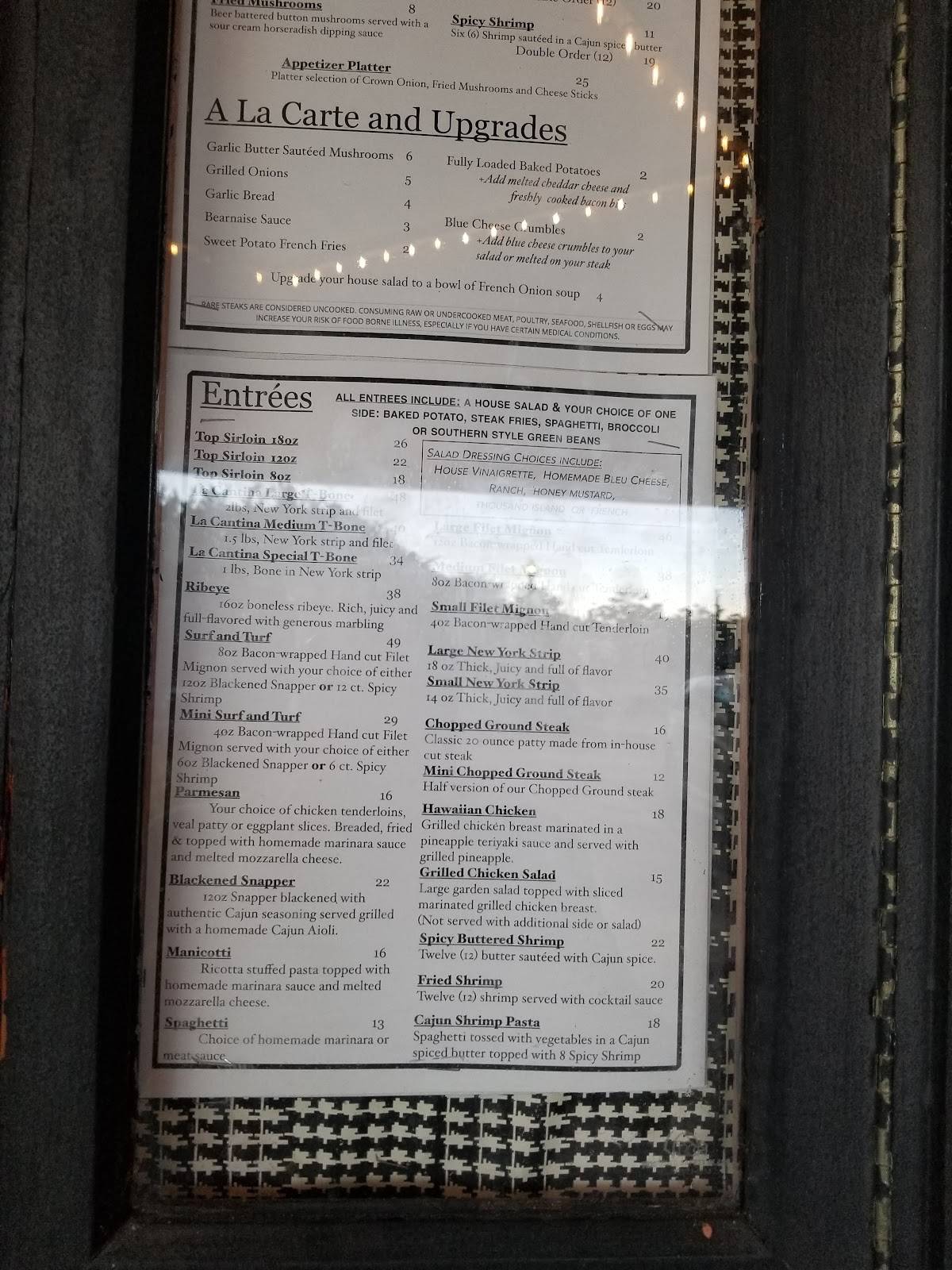 Menu at Linda's La Cantina Steakhouse, Orlando