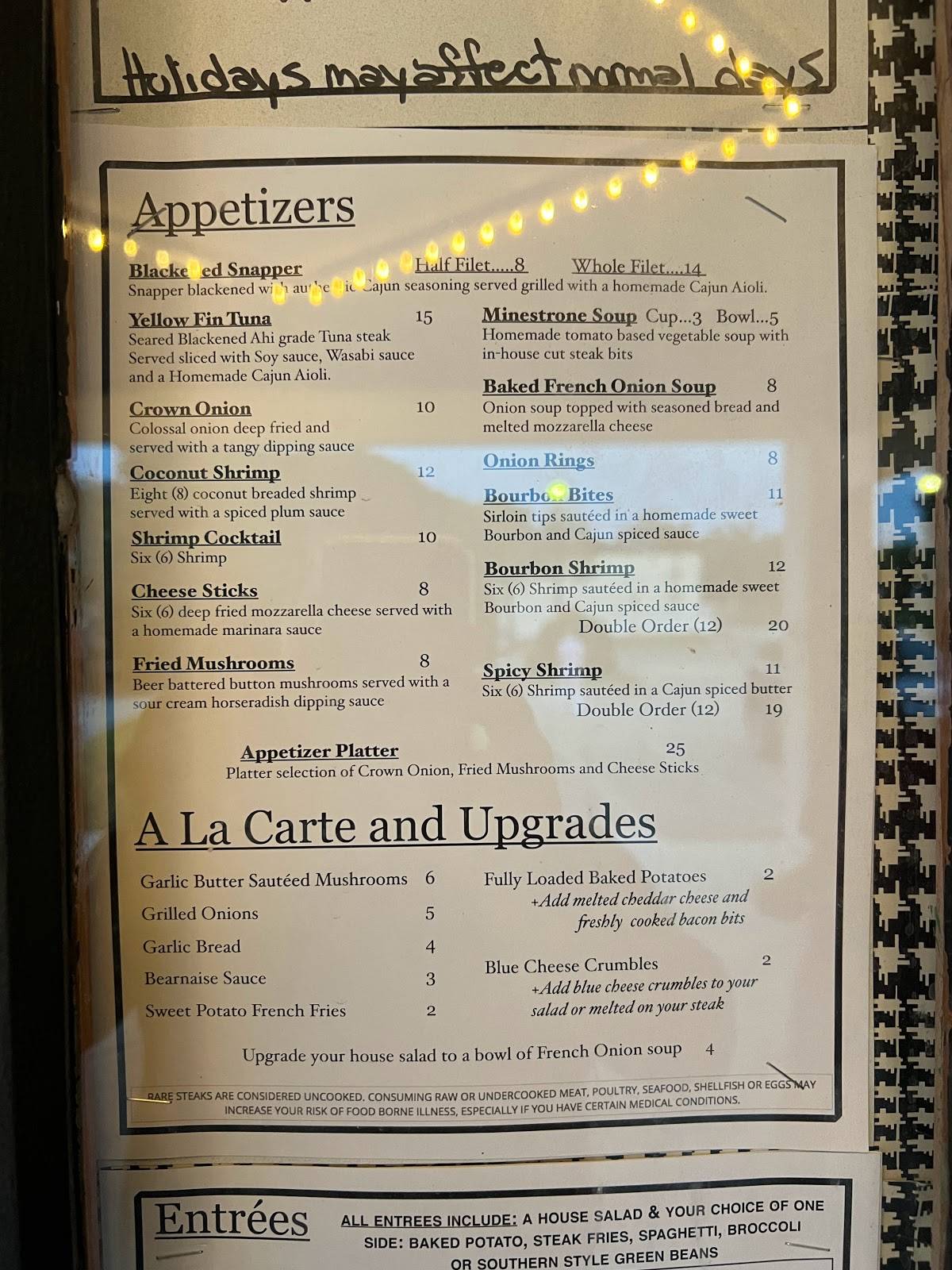 Menu at Linda's La Cantina Steakhouse, Orlando