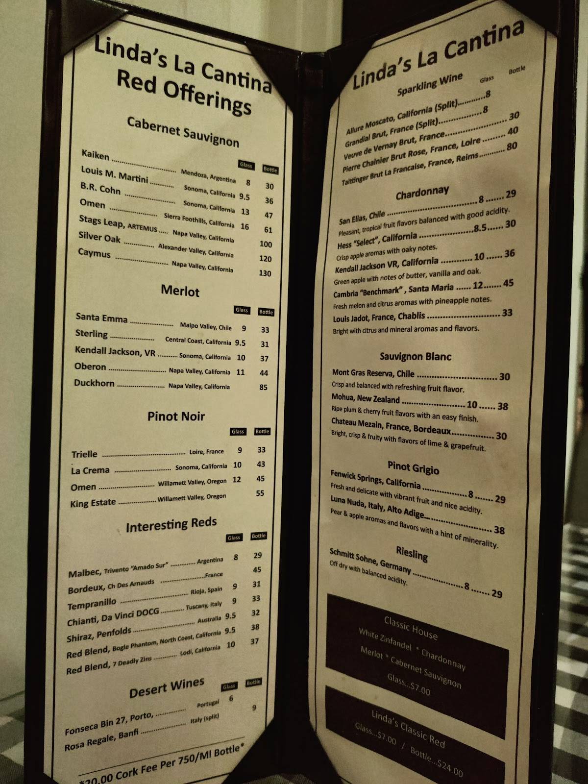 Menu at Linda's La Cantina Steakhouse, Orlando