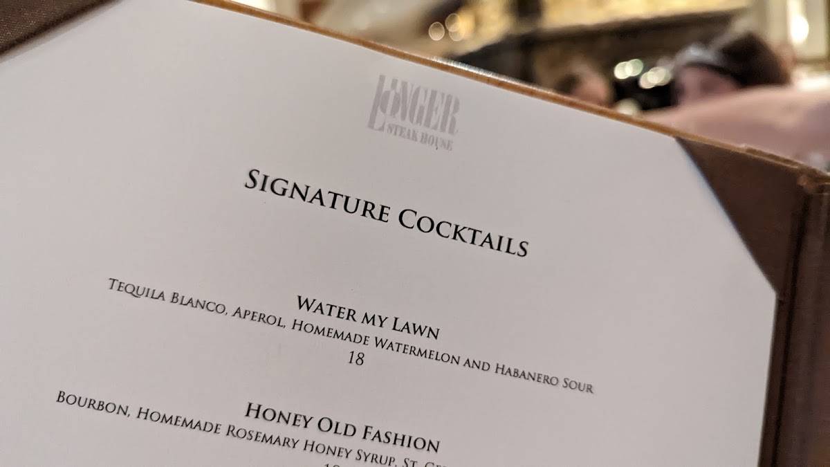 Menu at Linger Longer Steakhouse, USA