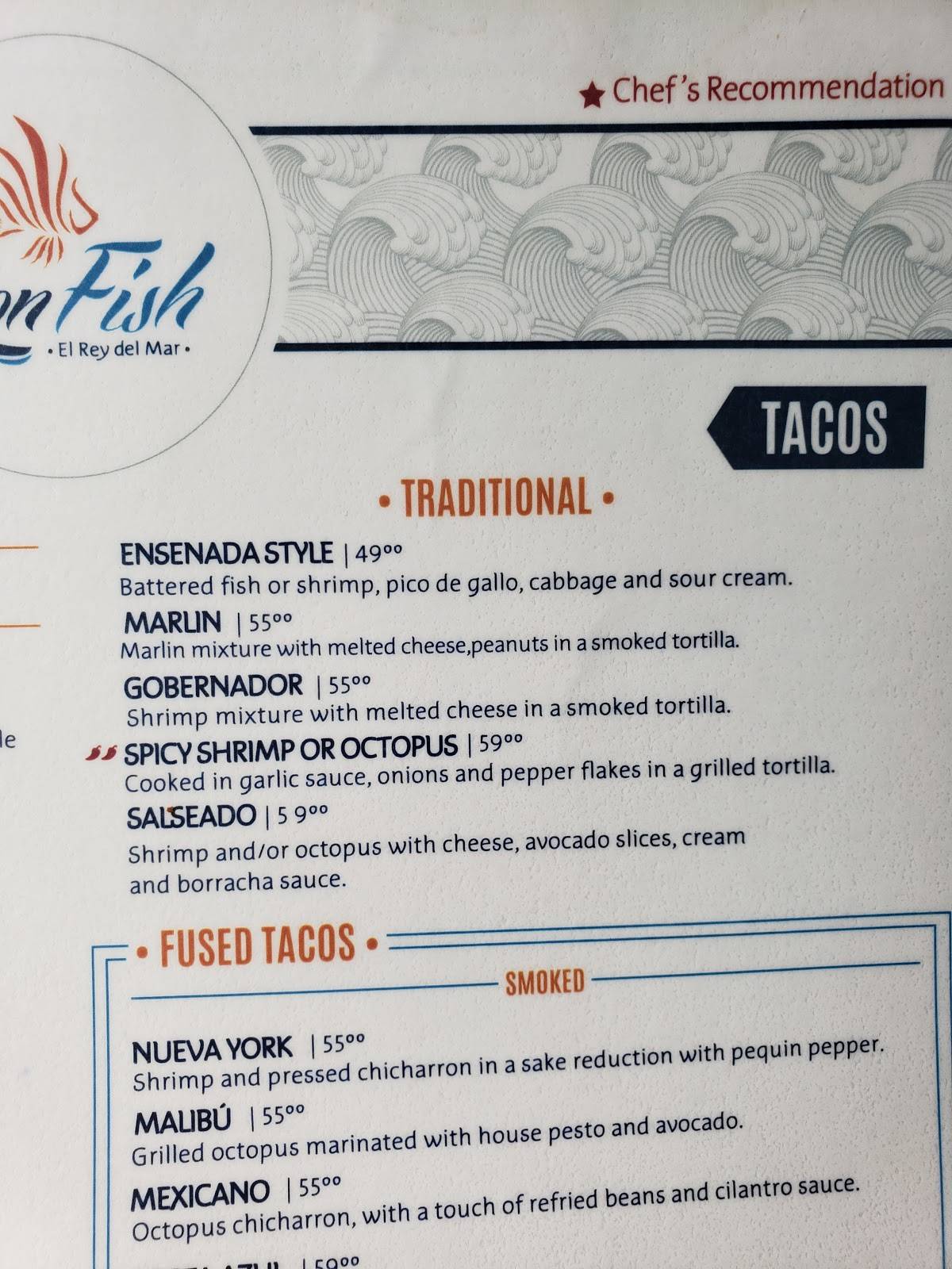 Menu at Lion Fish pub & bar, Tijuana, Erasmo Castellanos Q. 1857