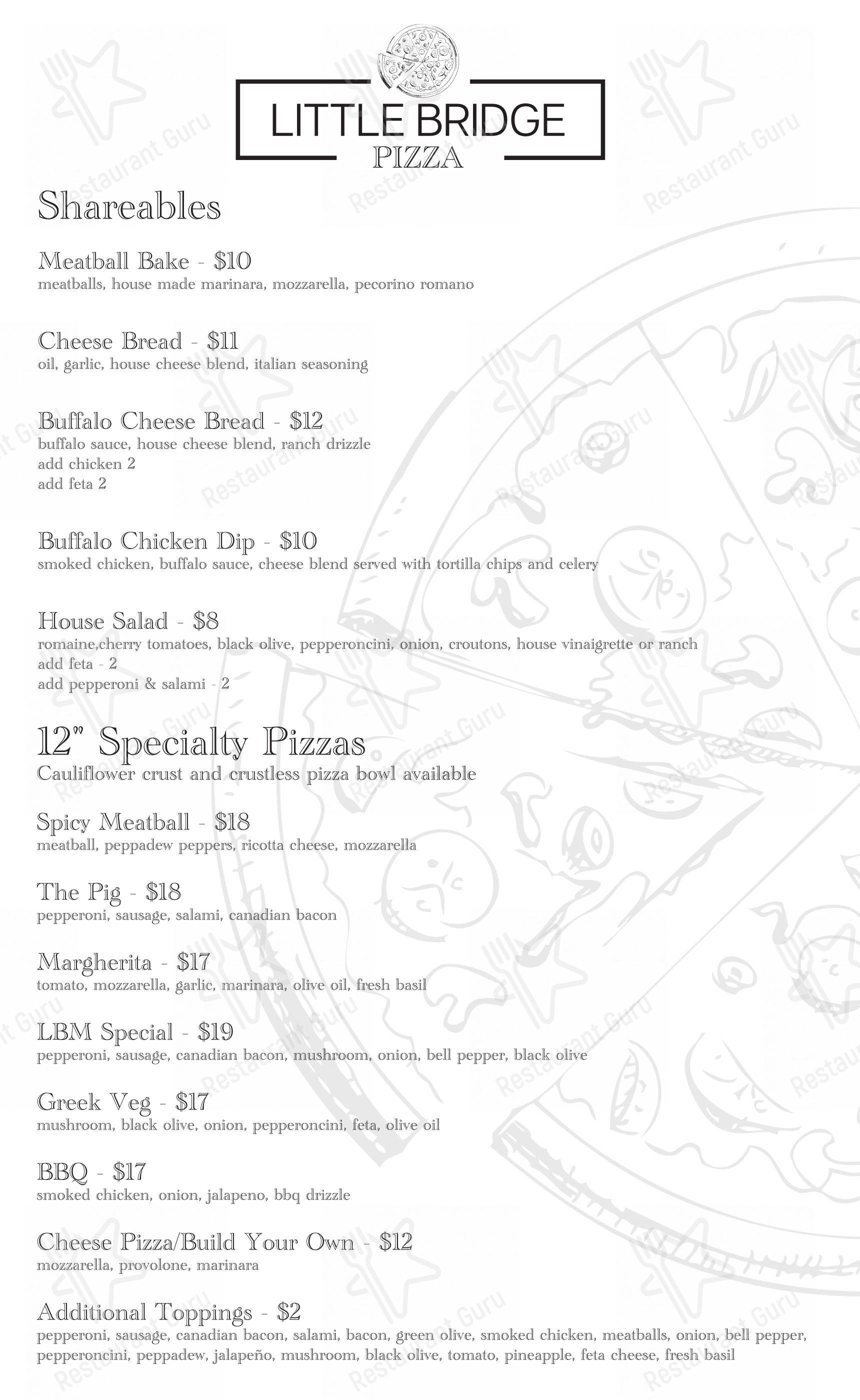 Menu at Little Bridge Marina BBQ, Gadsden