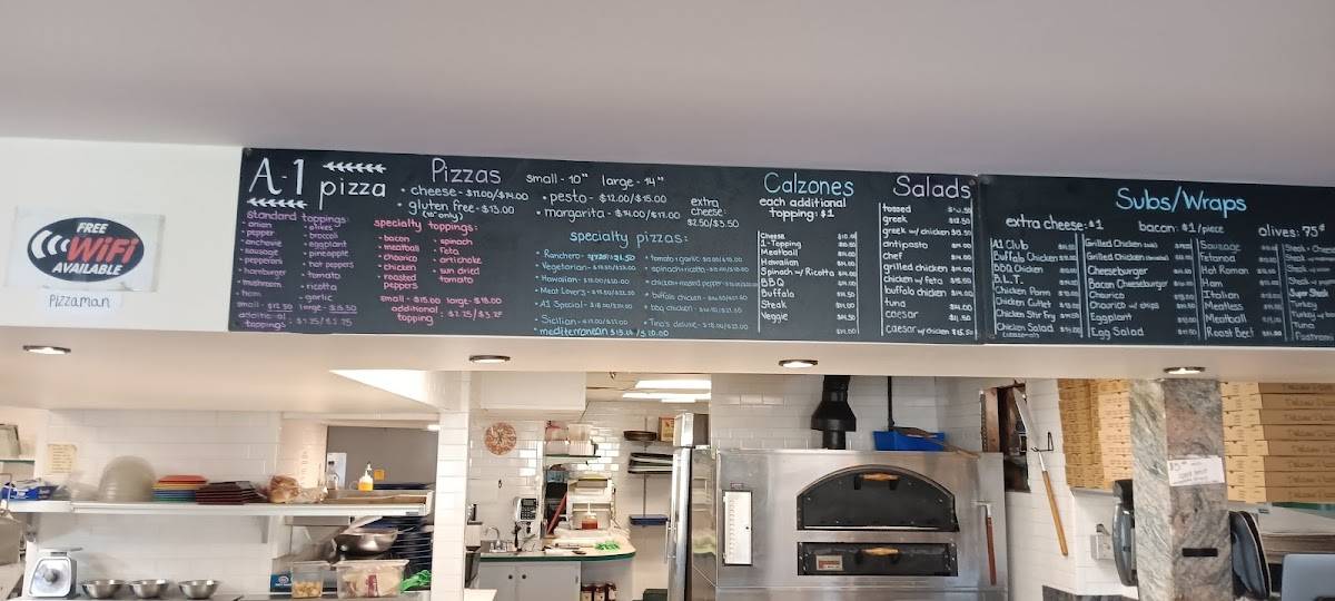 Menu at A-1 Pizza pizzeria, Little Compton