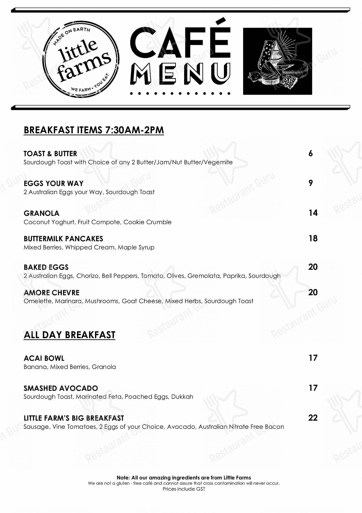 Menu at Little Farms Cafe, Valley Point, Singapore
