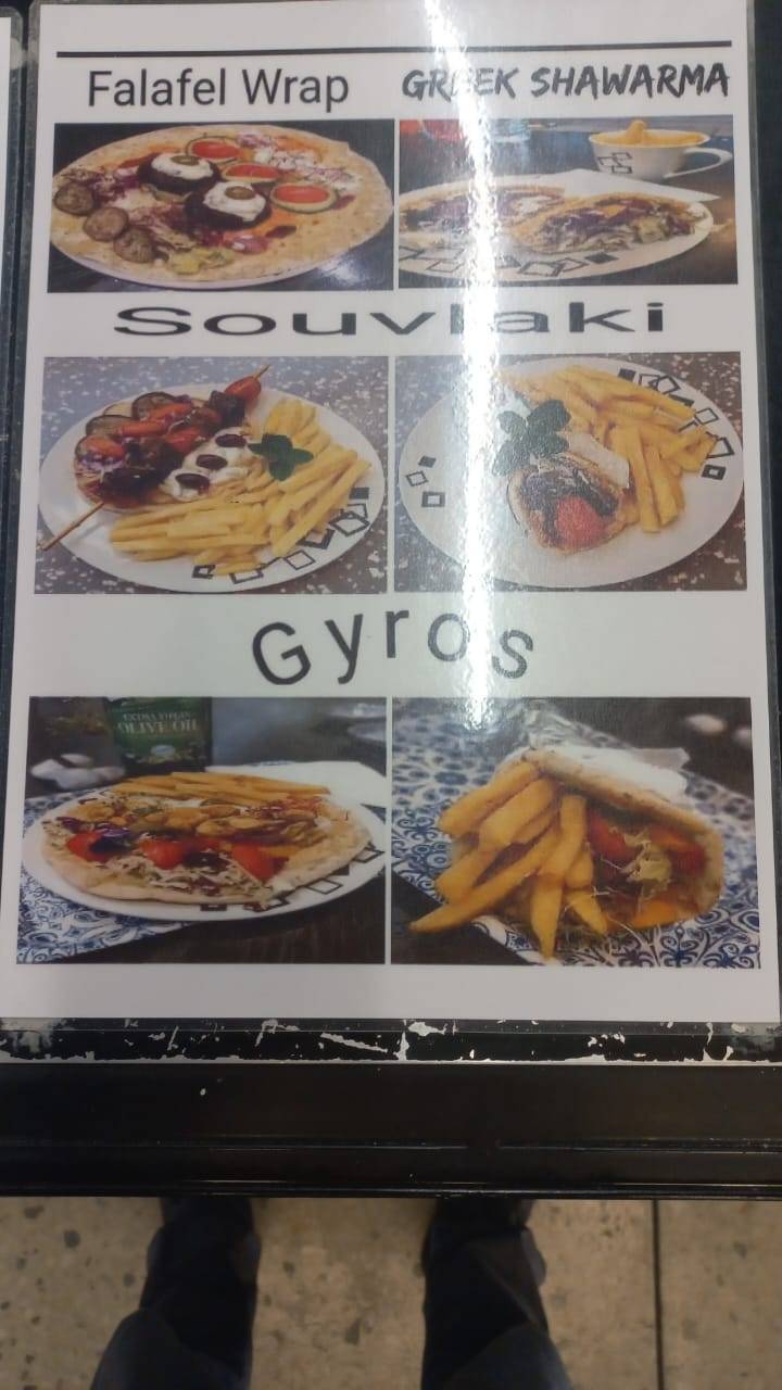 Menu at Little Greek restaurant, Cape Town