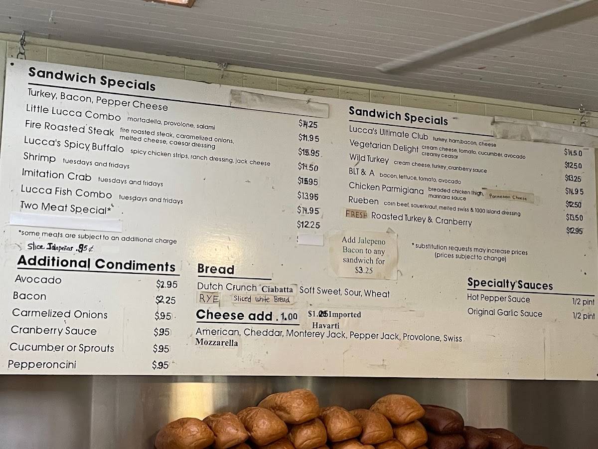 Menu at Little Lucca restaurant, South San Francisco, 724 El Camino Real