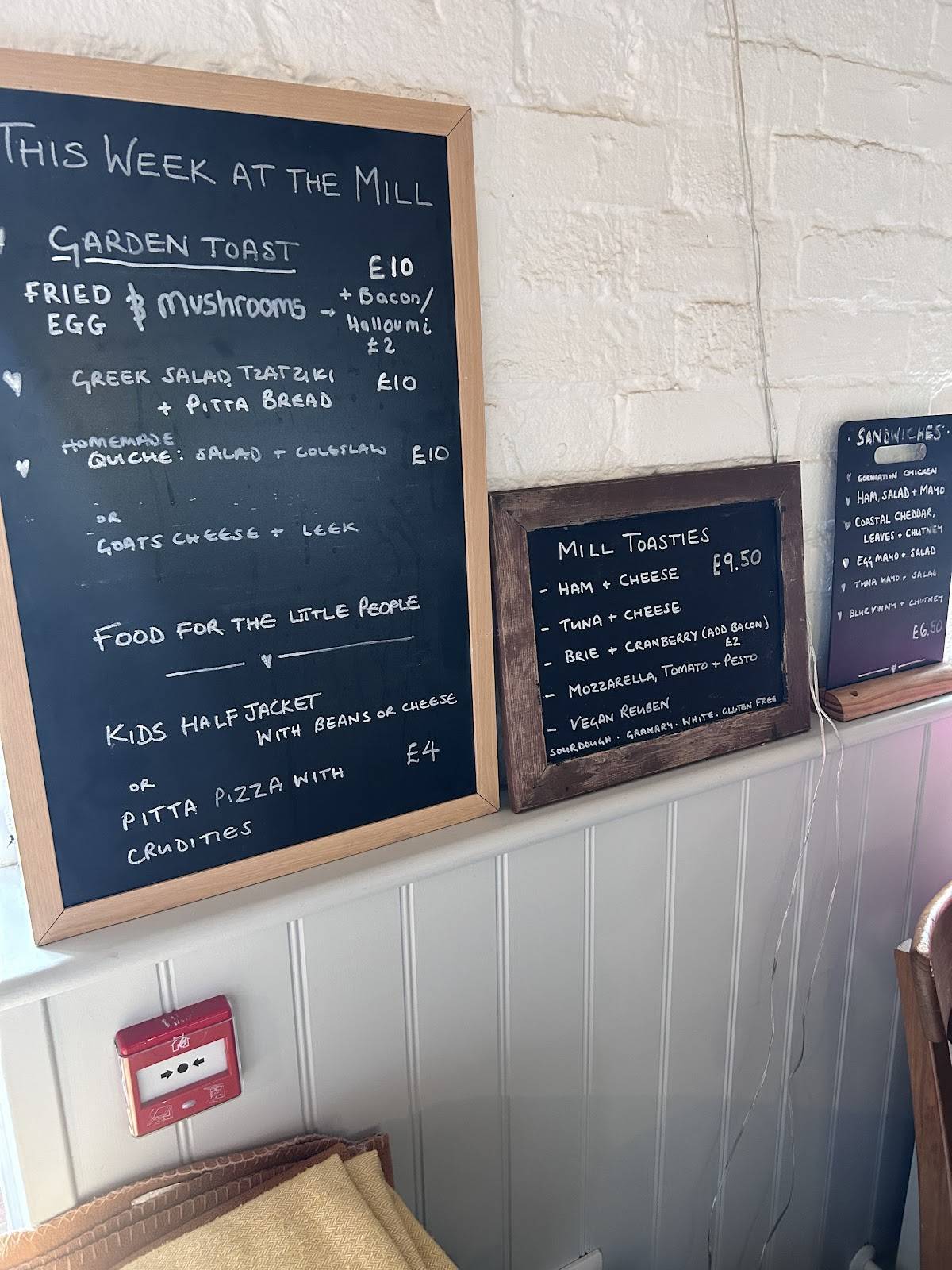 Menu at Little Pickle at the Mill cafe, Wimborne Minster