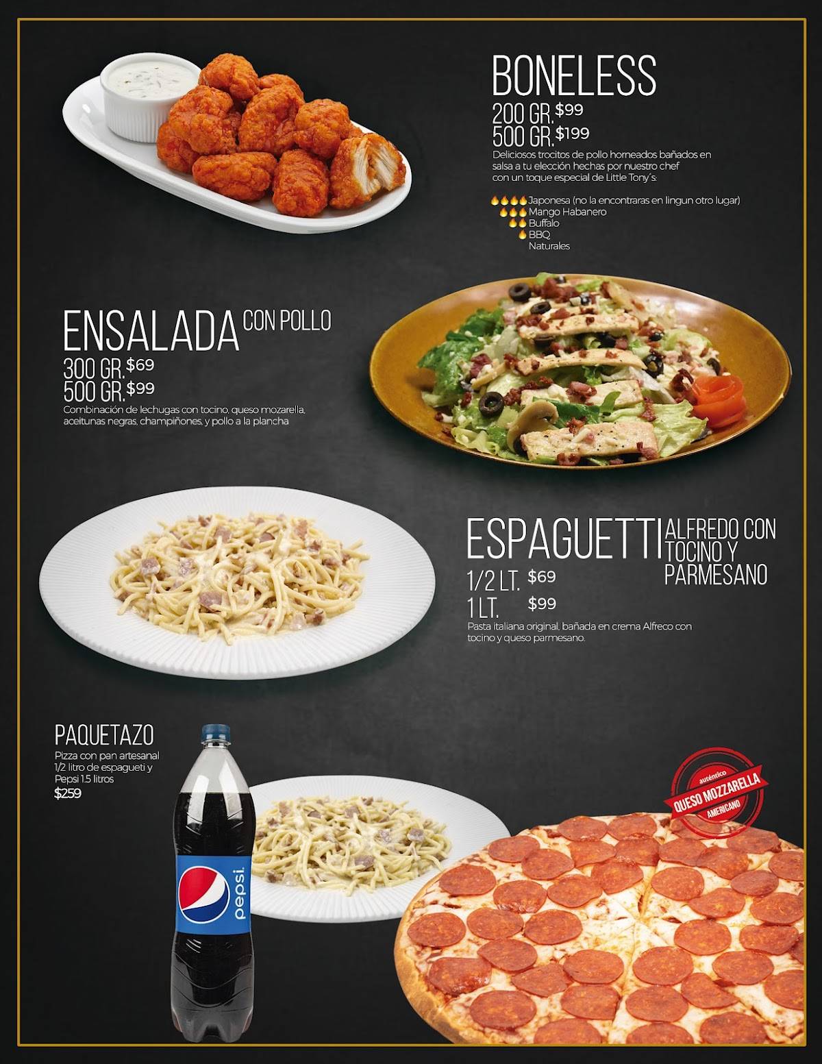 Carta del restaurante Little Tony´s Pizza Suc. Camargo, Ciudad Camargo