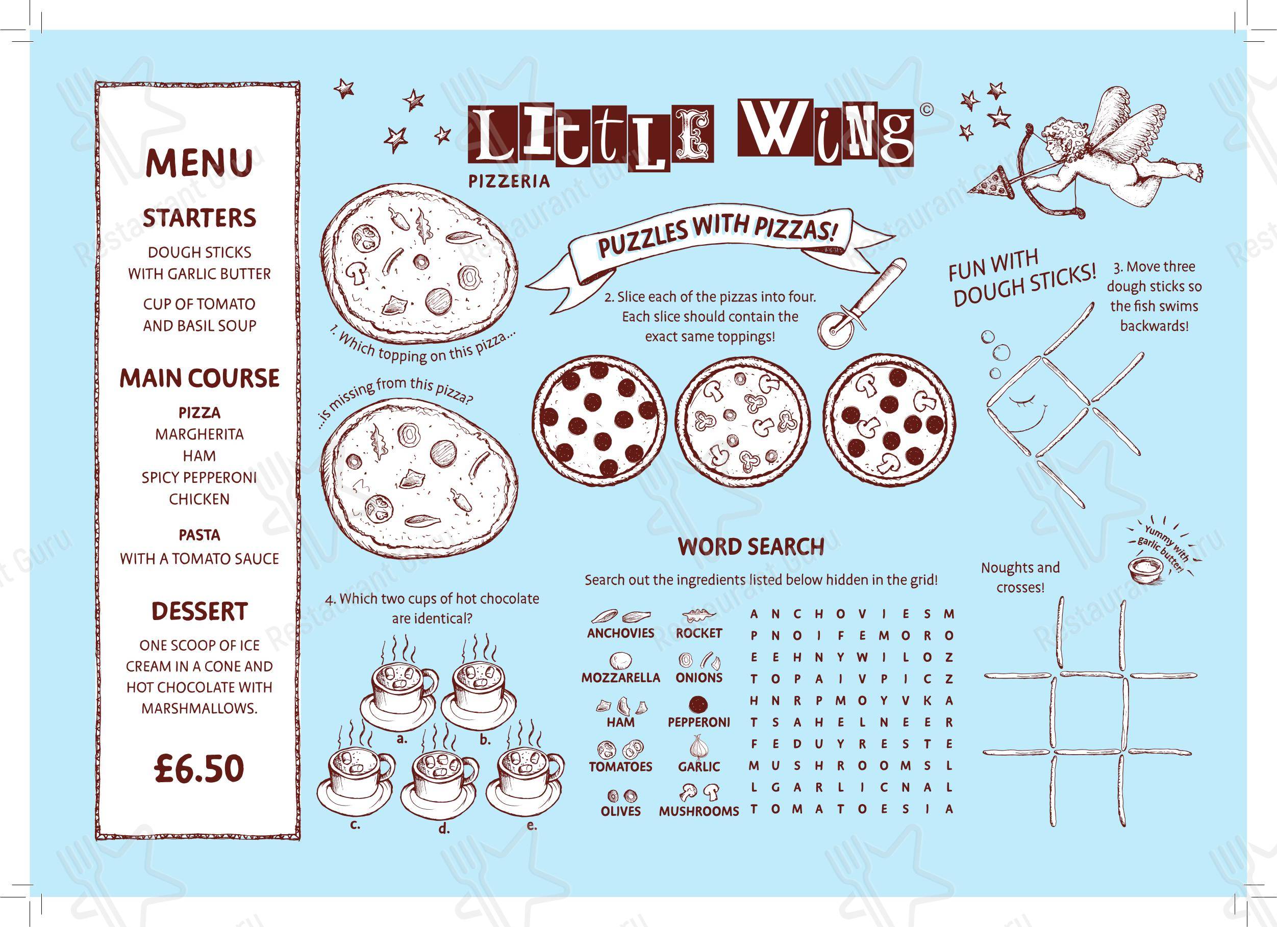 Menu at Little Wing Pizzeria, Belfast, 322 Lisburn Rd