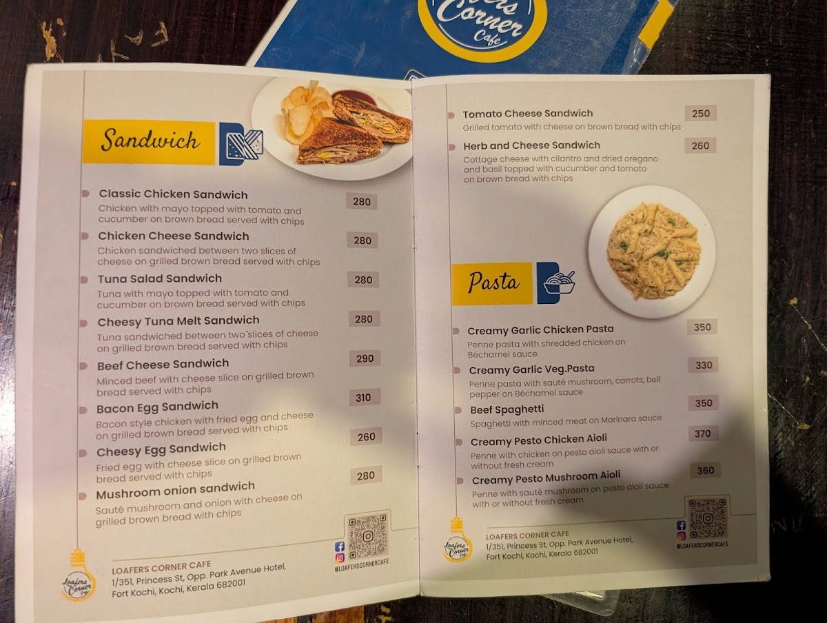 Menu at Loafers Corner Cafe., Kochi