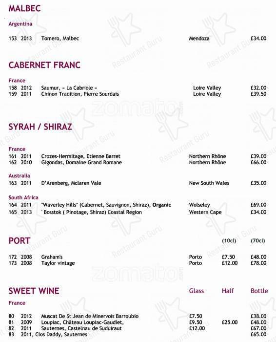 Menu at Criterion Restaurant, London, 224 Piccadilly
