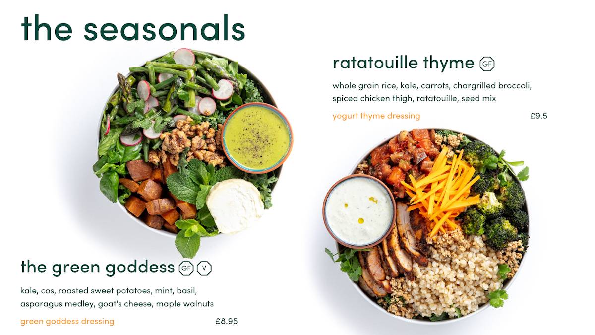 Menu at The Salad Project - Spitalfields restaurant, London