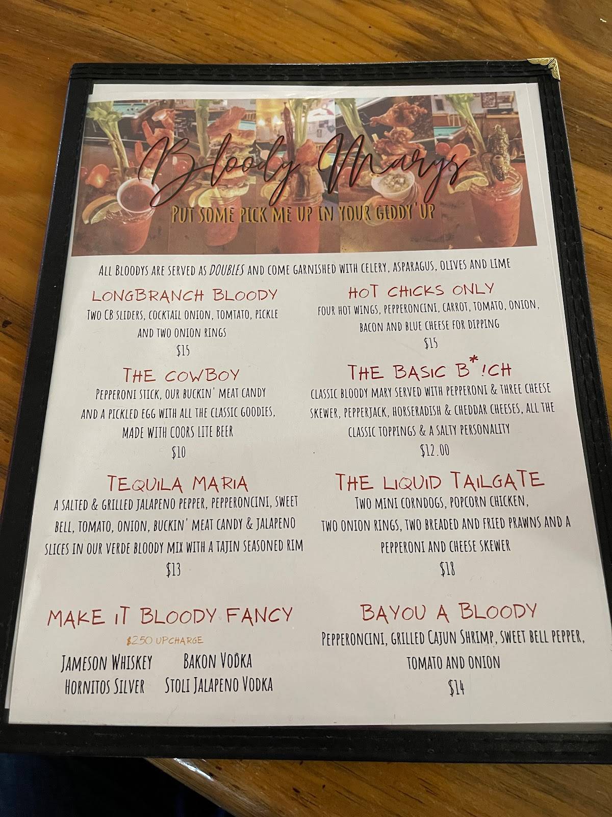 Menu at Longbranch Saloon pub & bar, Finley