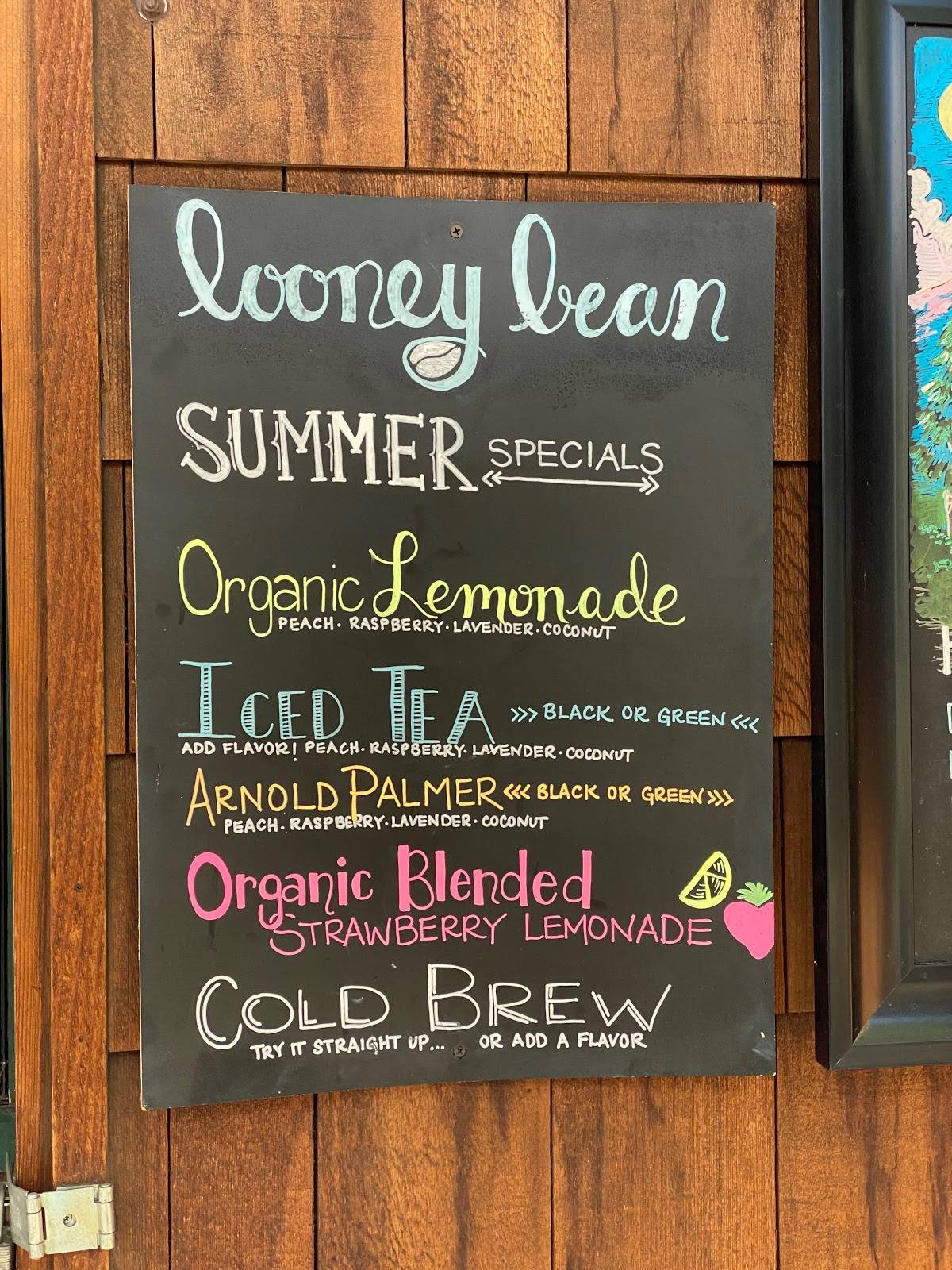Menu at Looney Bean of Bend cafe, Bend