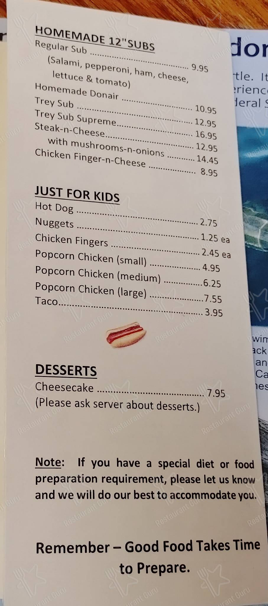 Menu at Loppy's Landing Eatery restaurant, Conne River