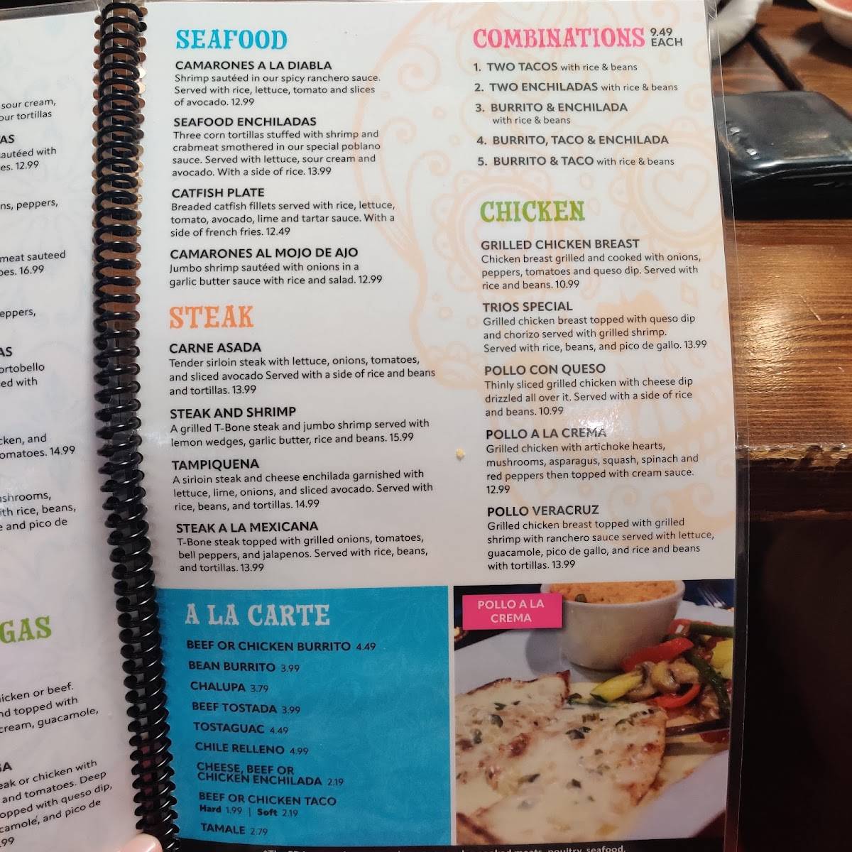 Menu at Los Chimas of Brookfield restaurant, Brookfield