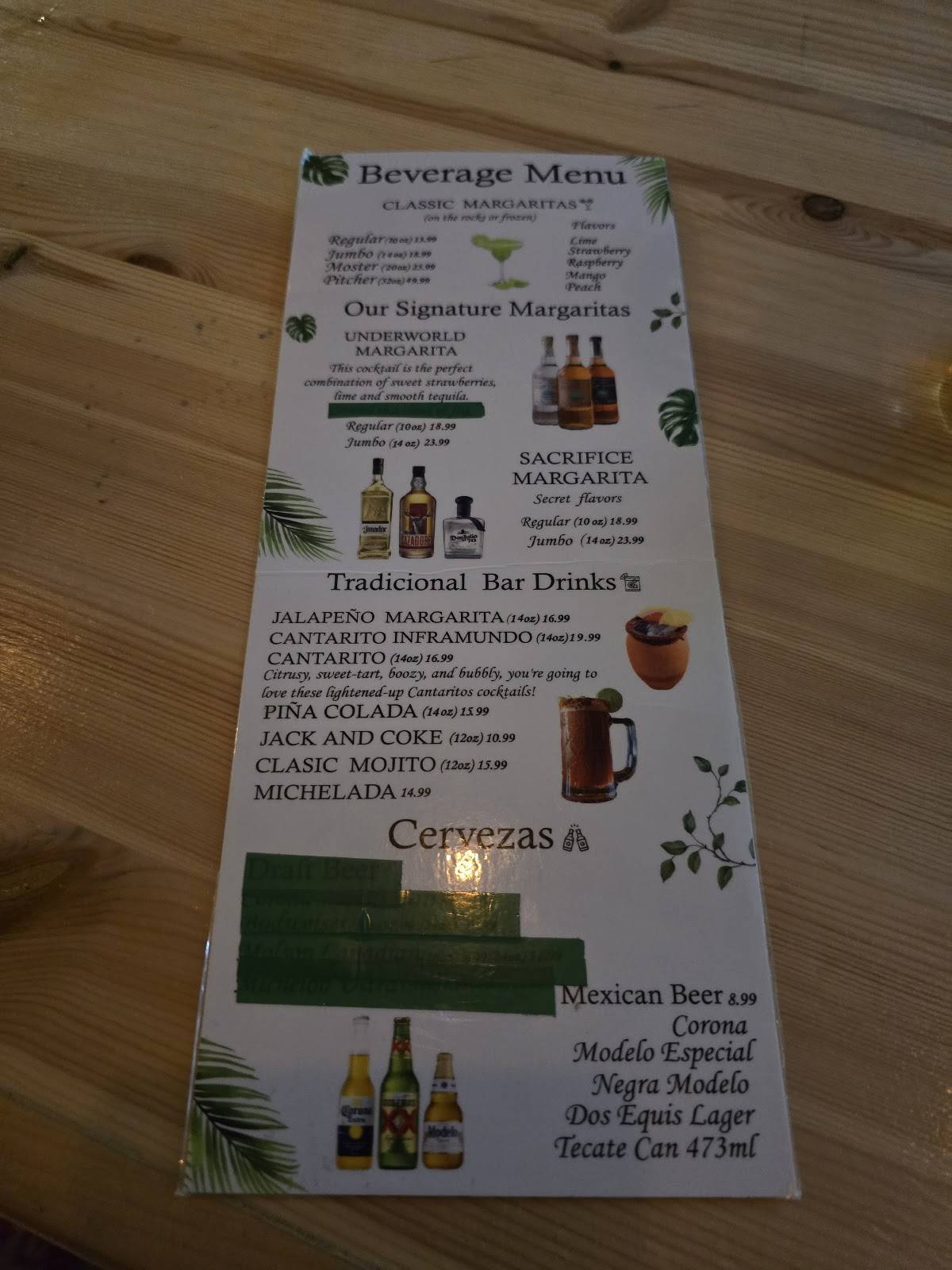 Menu at Los Mayas Mexican Restaurant, Hamilton